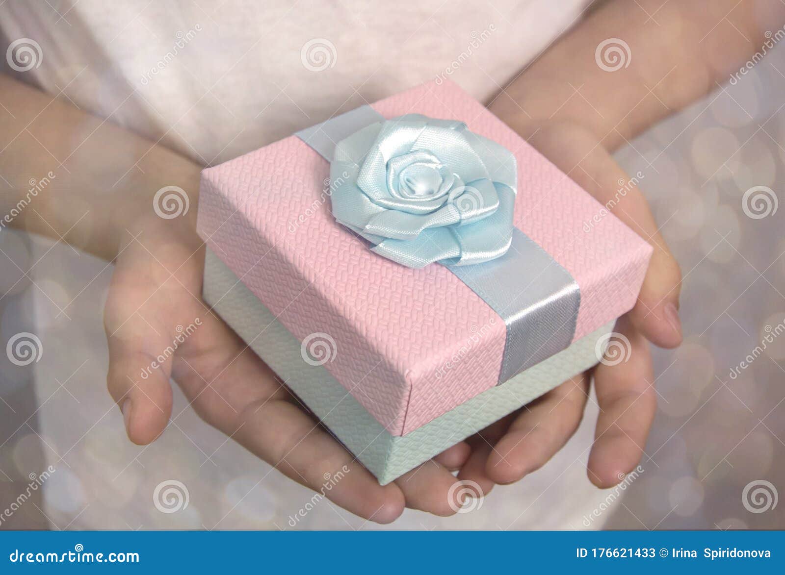Gift Box in the Hands of a Boy. Stock Image - Image of mothers, hand ...