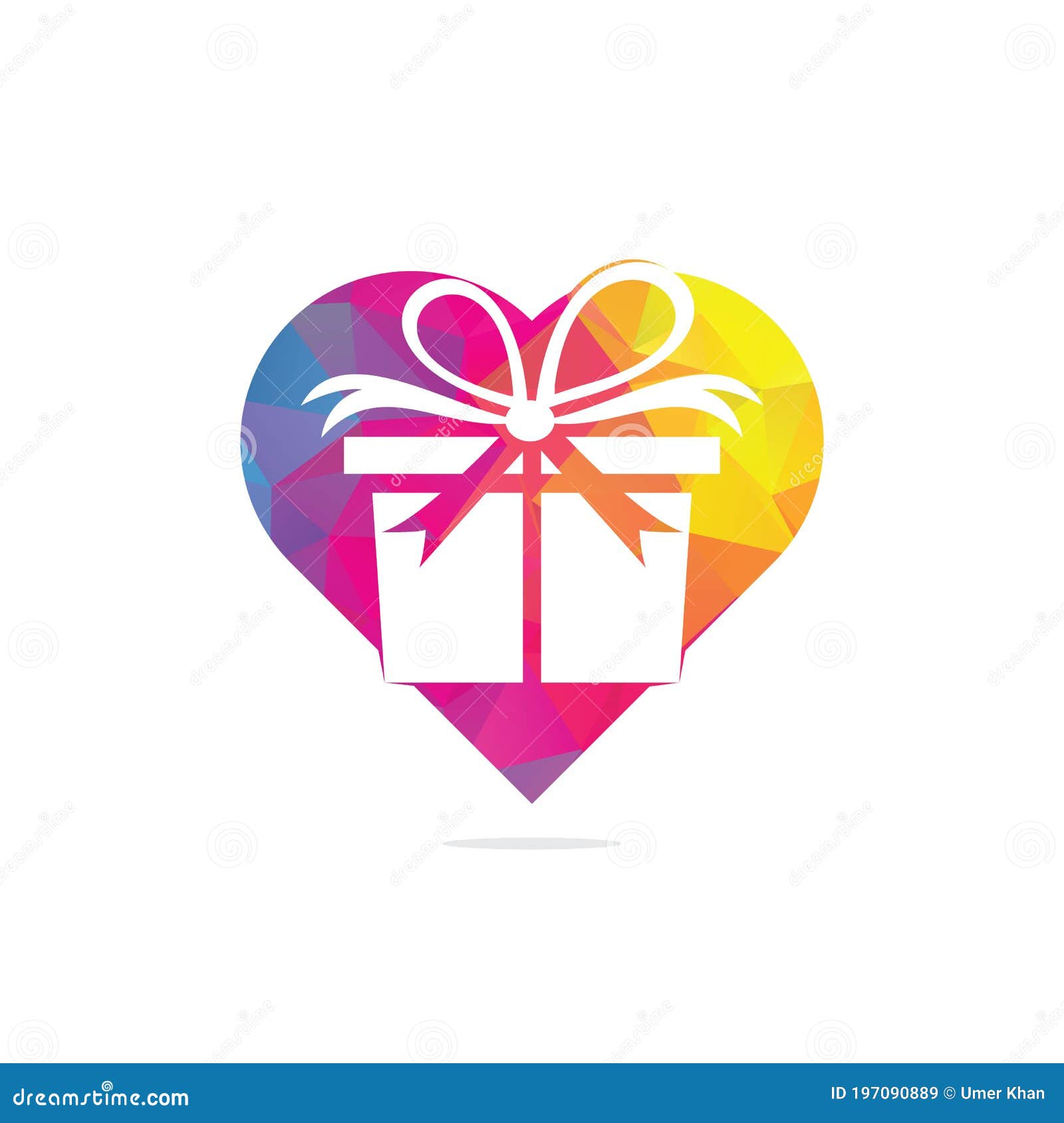 Gift Box Heart Shape Concept Vector Logo Design. Stock Vector ...