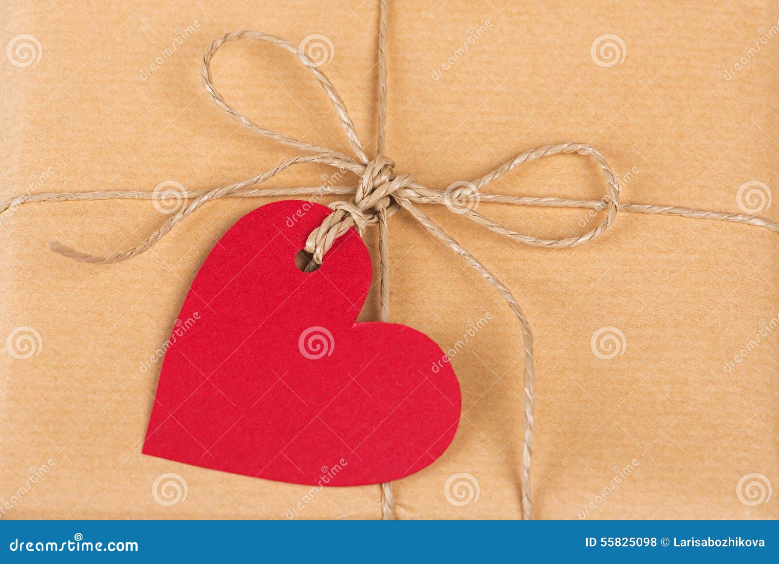 Gift Box with Heart-shaped Labels Stock Photo - Image of greeting ...