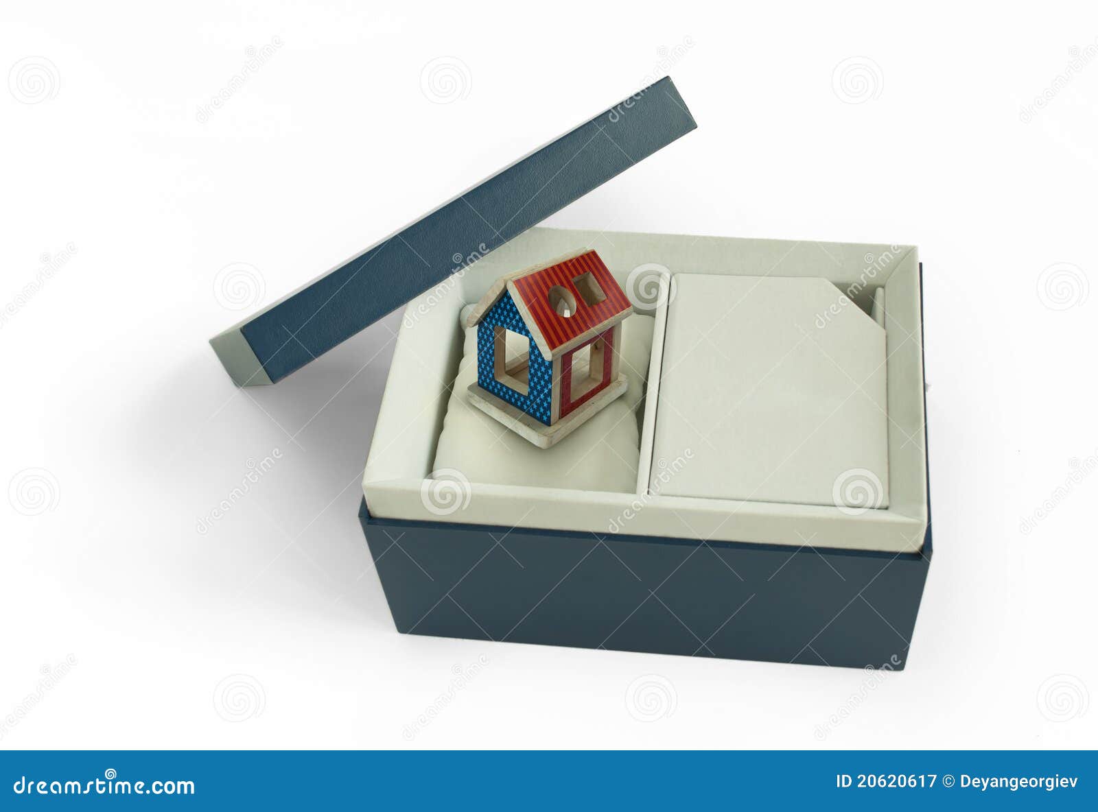 Gift box with house inside stock image. Image of property - 20620617