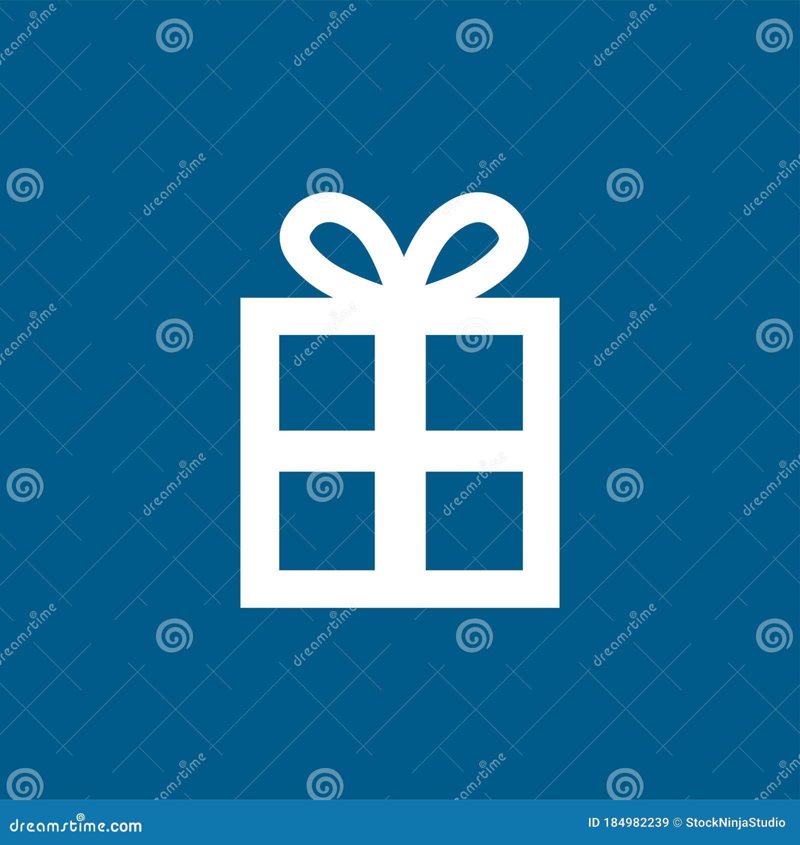 Gift Box Icon on Blue Background. Blue Flat Style Vector Illustration ...