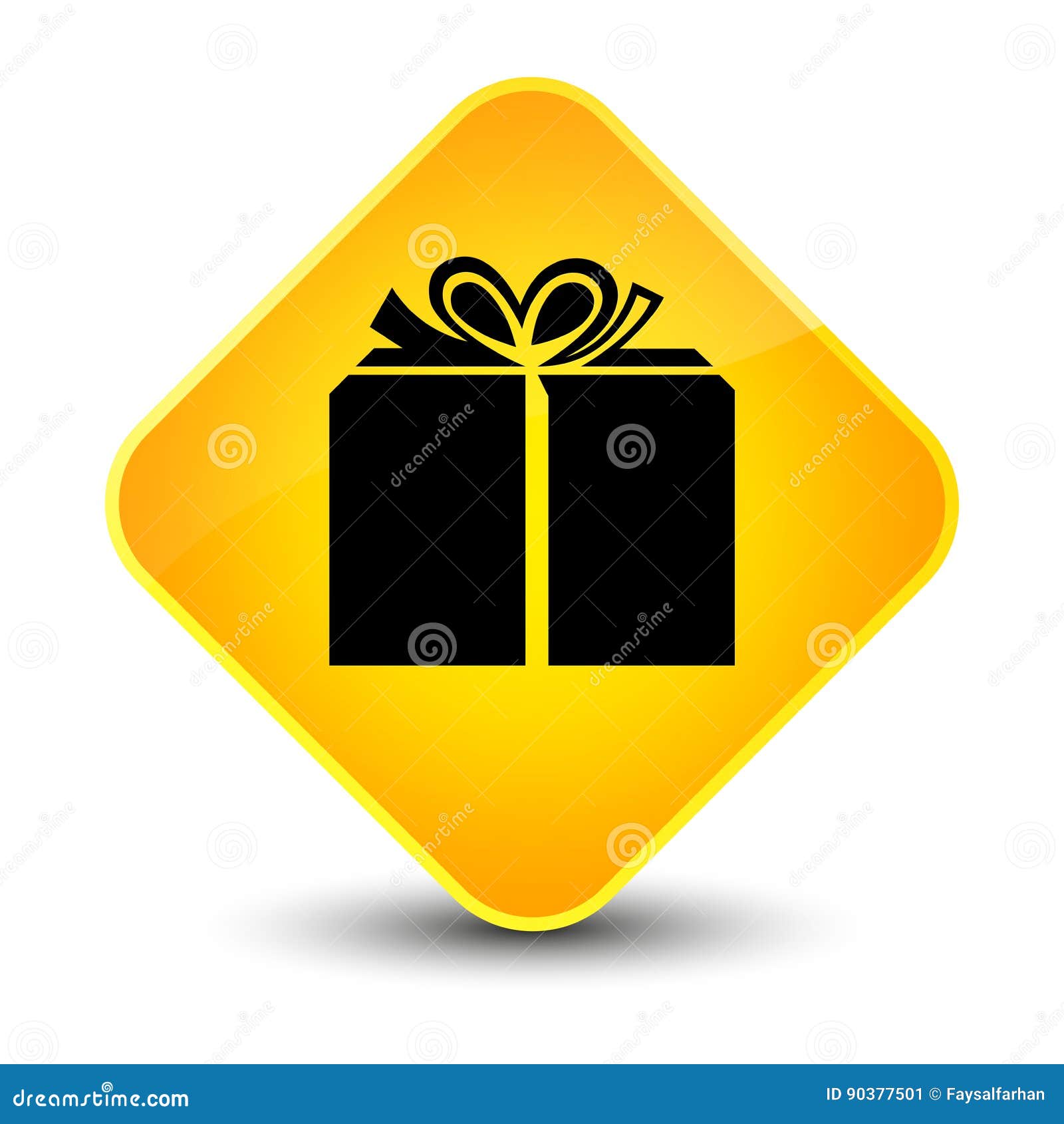 Gift Box Icon Elegant Yellow Diamond Button Stock Illustration ...