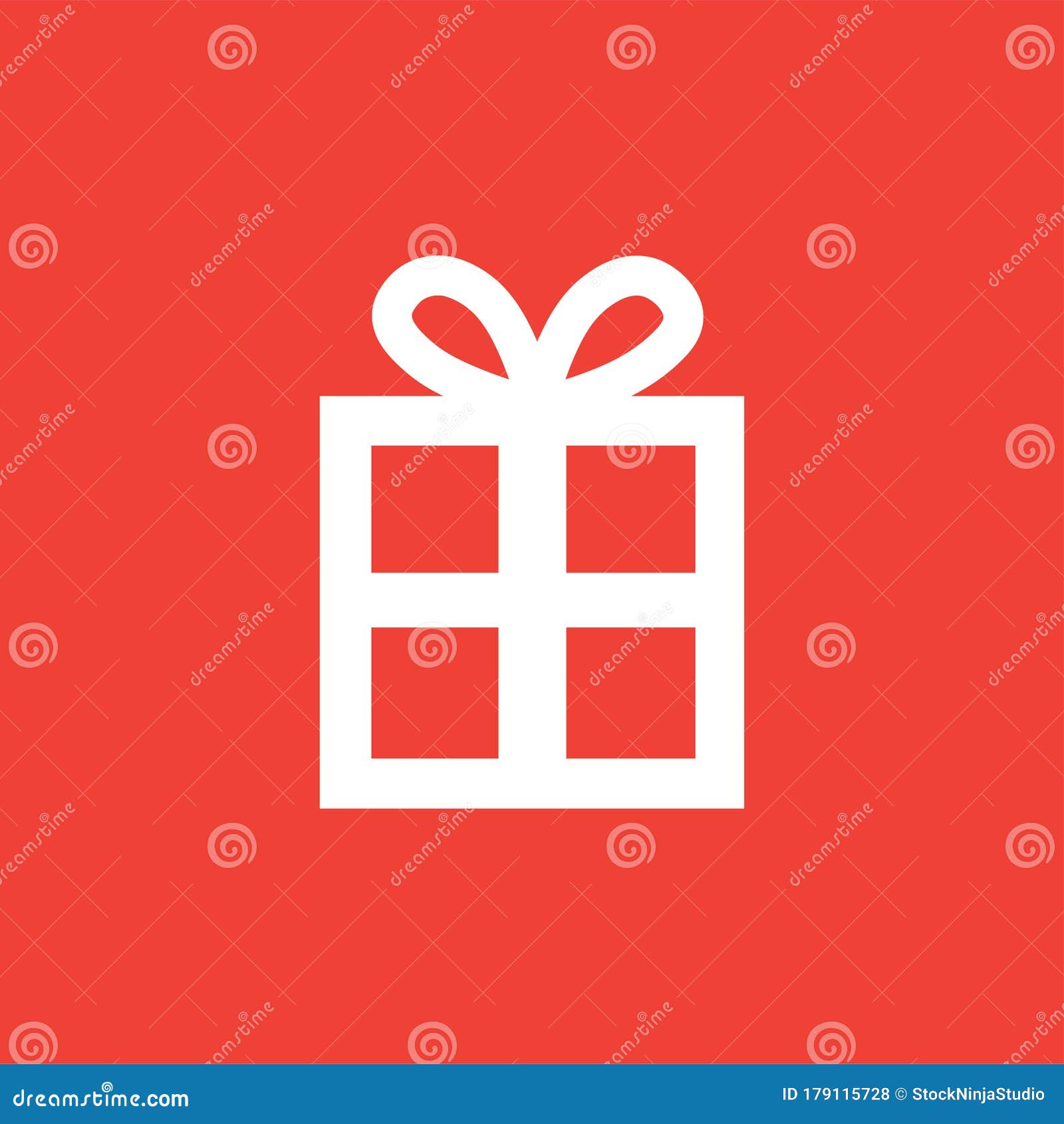 Gift Box Icon on Red Background. Red Flat Style Vector Illustration ...