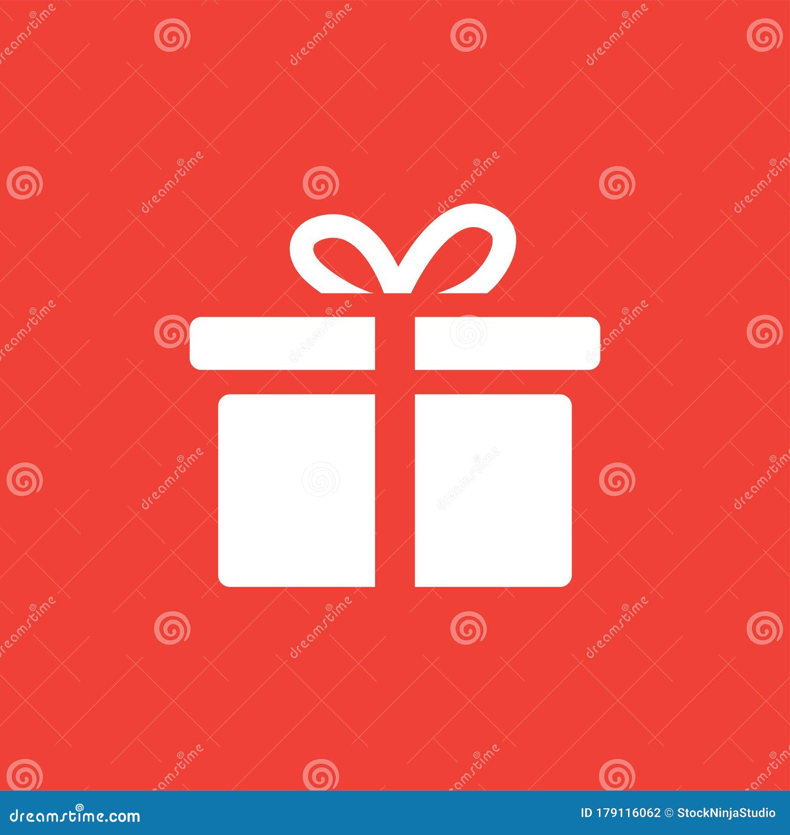 Gift Box Icon on Red Background. Red Flat Style Vector Illustration ...