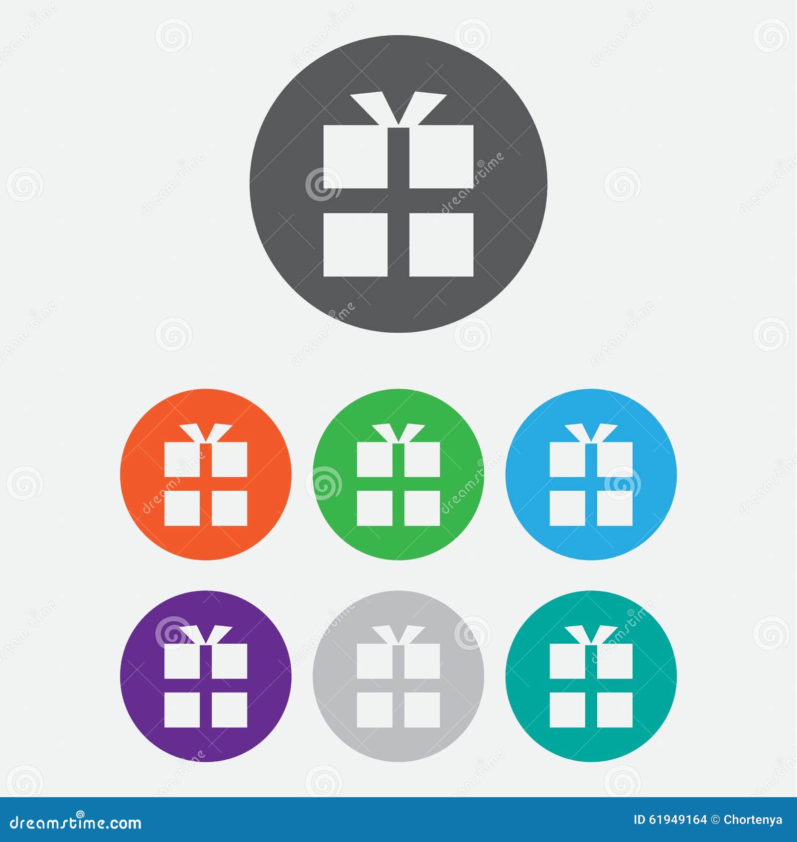 Gift Box Icon. Round Color Square Buttons. Stock Illustration ...