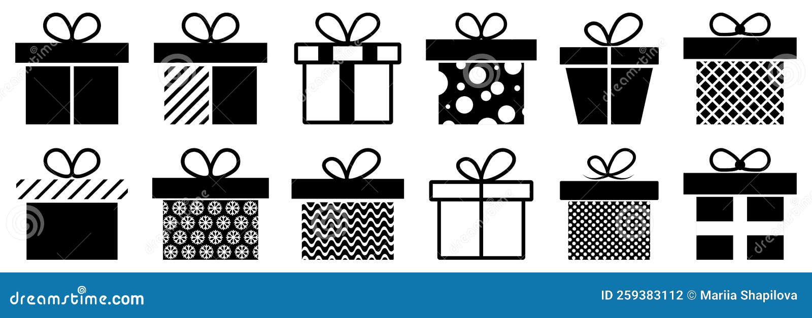 Gift box icon set stock vector. Illustration of ribbon - 259383112