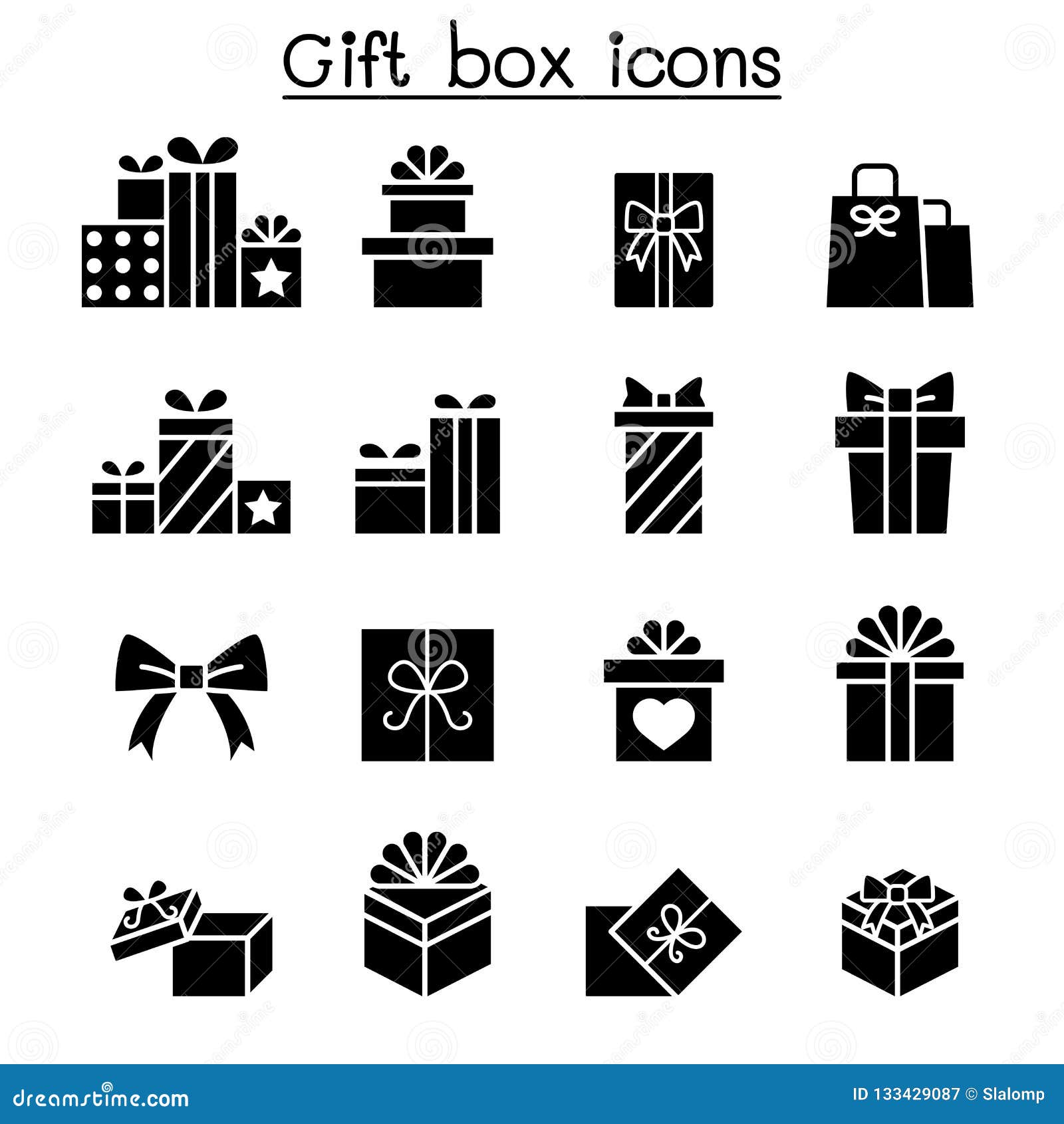 Gift Box Icon Set in Flat Style Stock Vector - Illustration of open ...