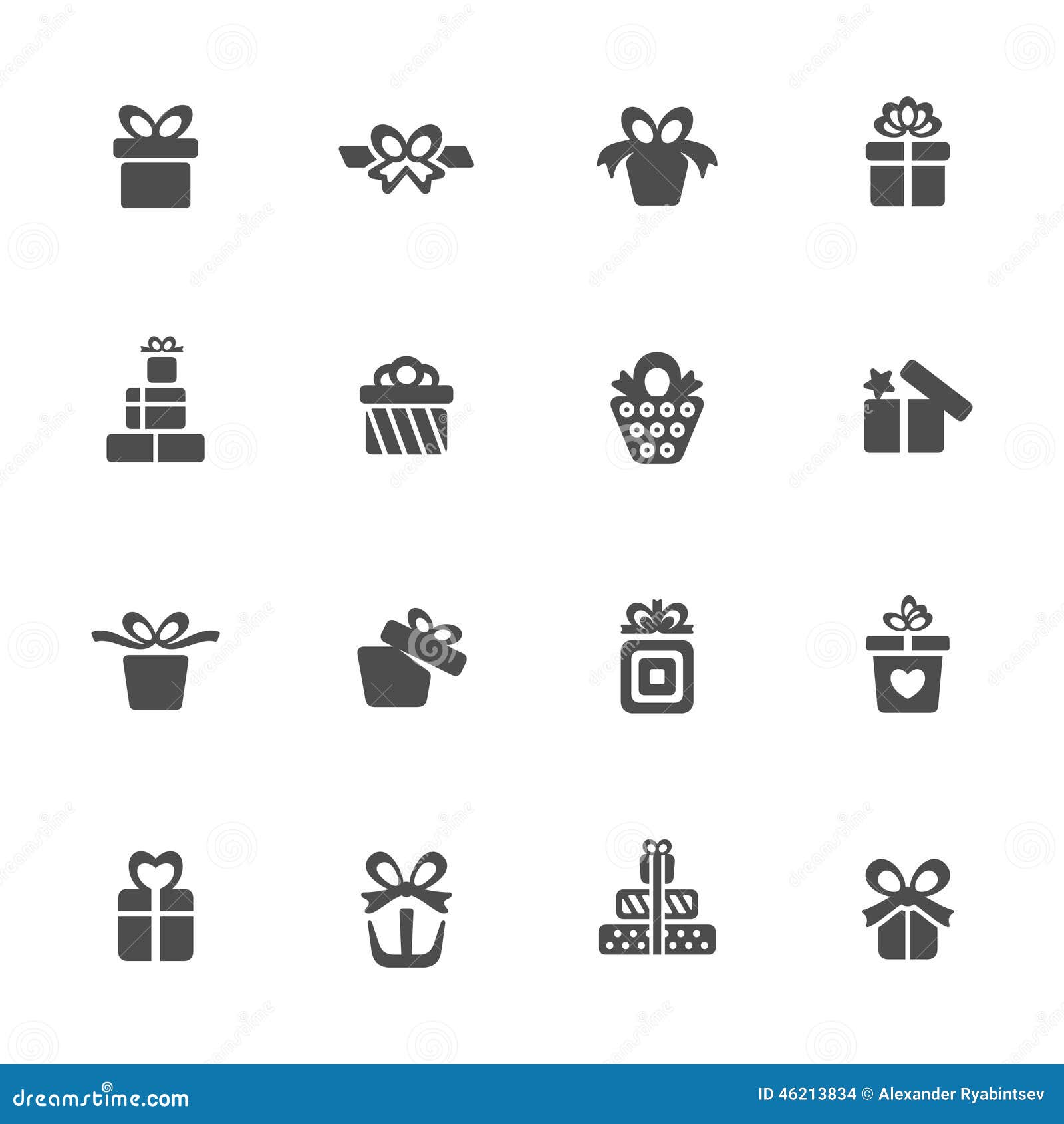 Gift box icon set stock vector. Illustration of event - 46213834