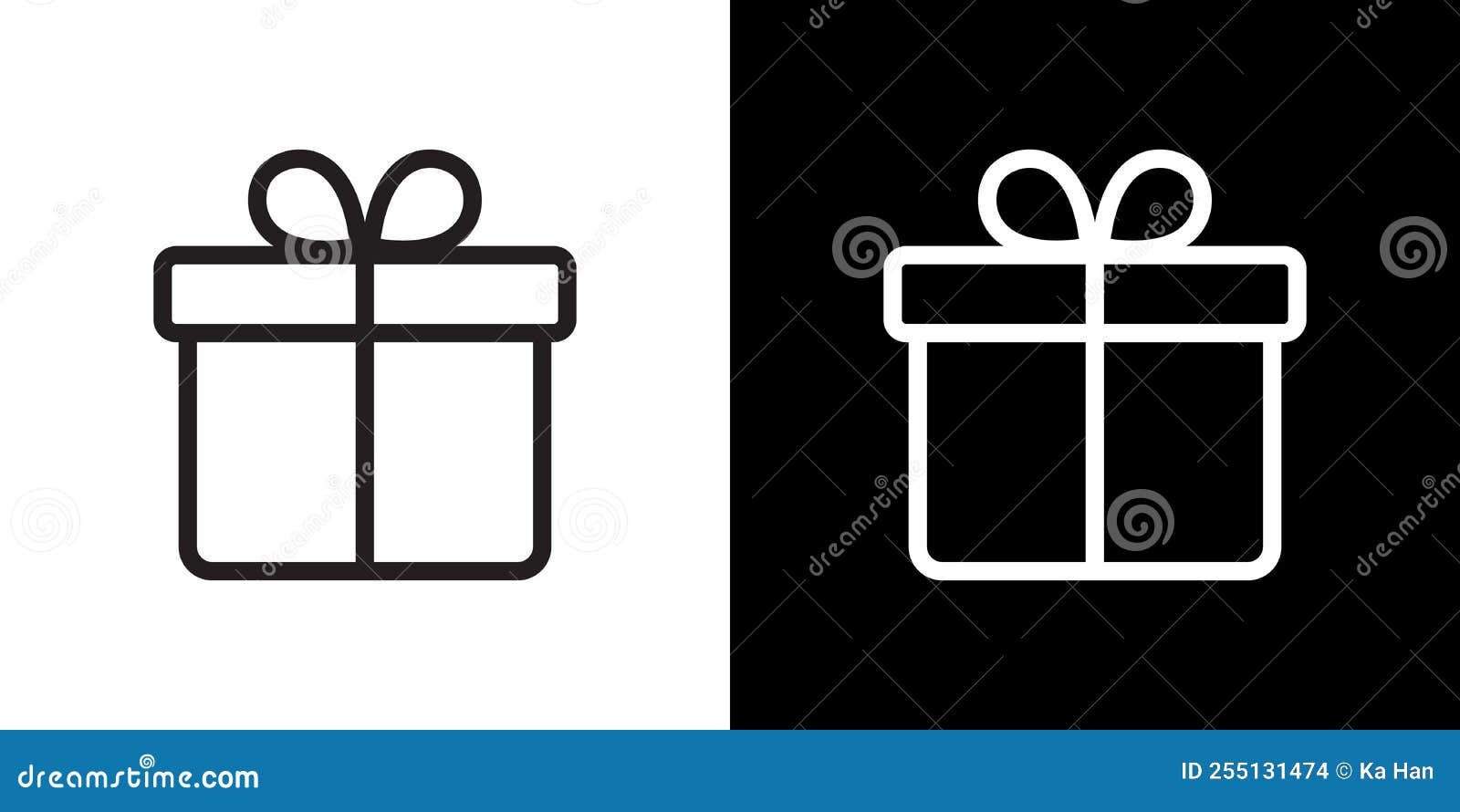 Gift Box Icon Vector in Line Style. Present Sign Symbol Stock Vector ...