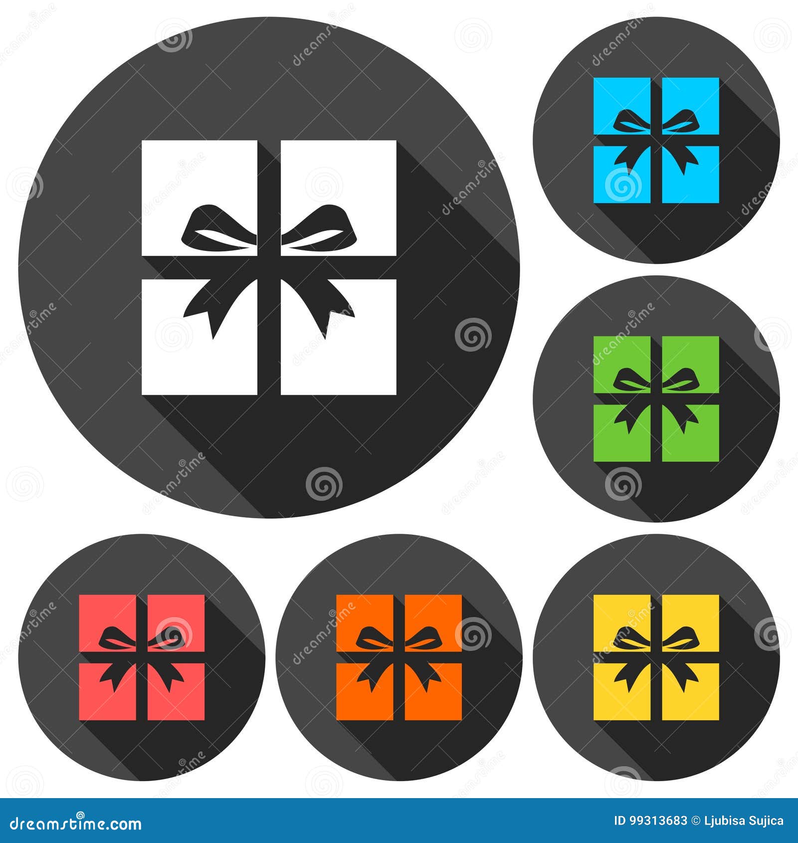 Gift Box Icons Set with Long Shadow Stock Vector - Illustration of ...