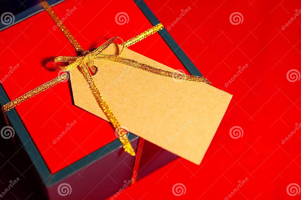 Gift Box with a Label for the Text. Stock Image - Image of open, event ...