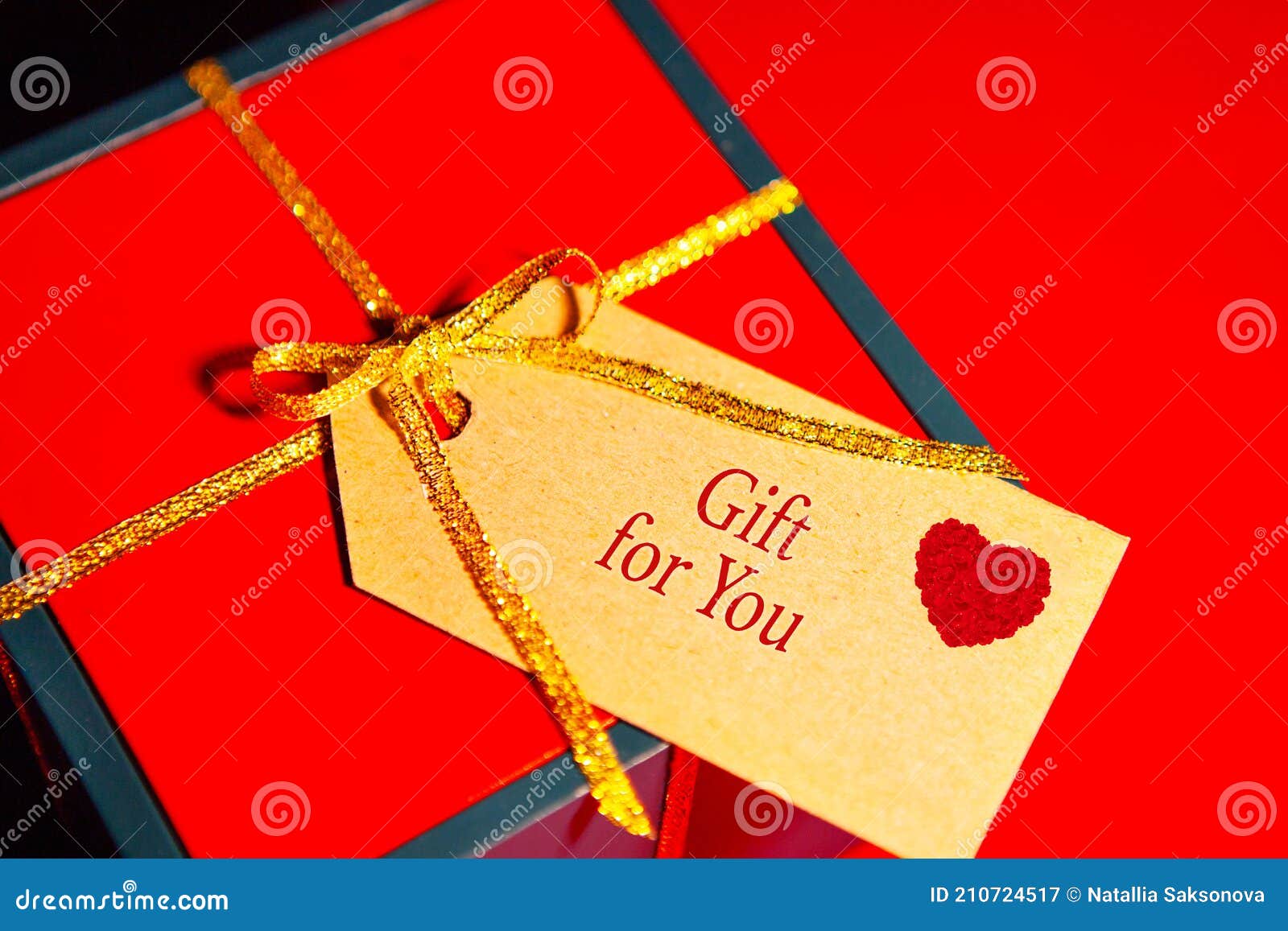 Gift Box with a Label, View from Above. Stock Image - Image of elegance ...