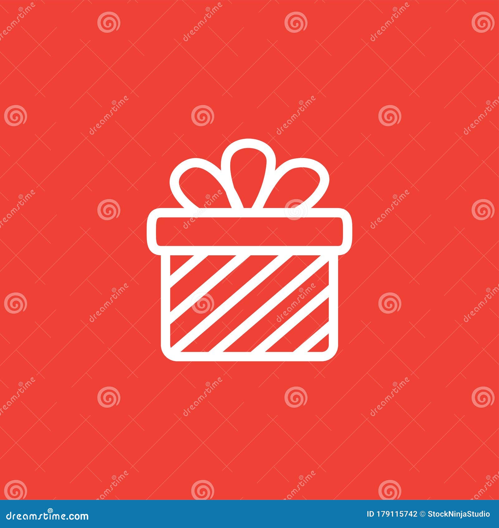 Gift Box Line Icon on Red Background. Red Flat Style Vector ...