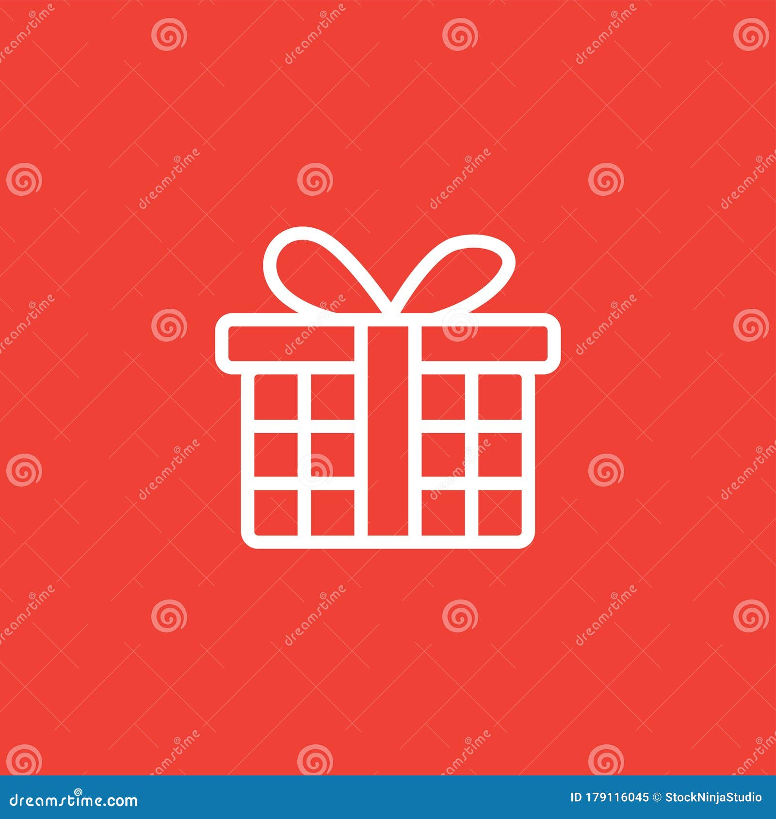 Gift Box Line Icon on Red Background. Red Flat Style Vector ...