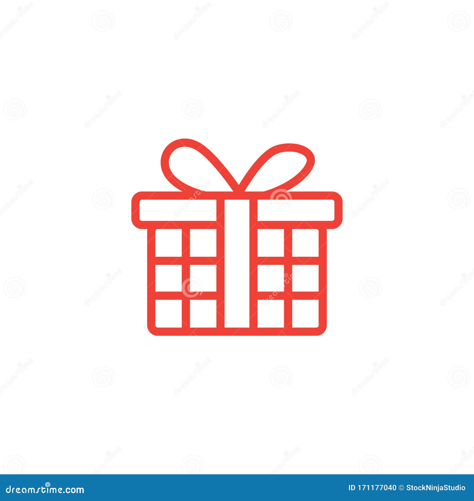 Gift Box Line Red Icon on White Background. Red Flat Style Vector ...