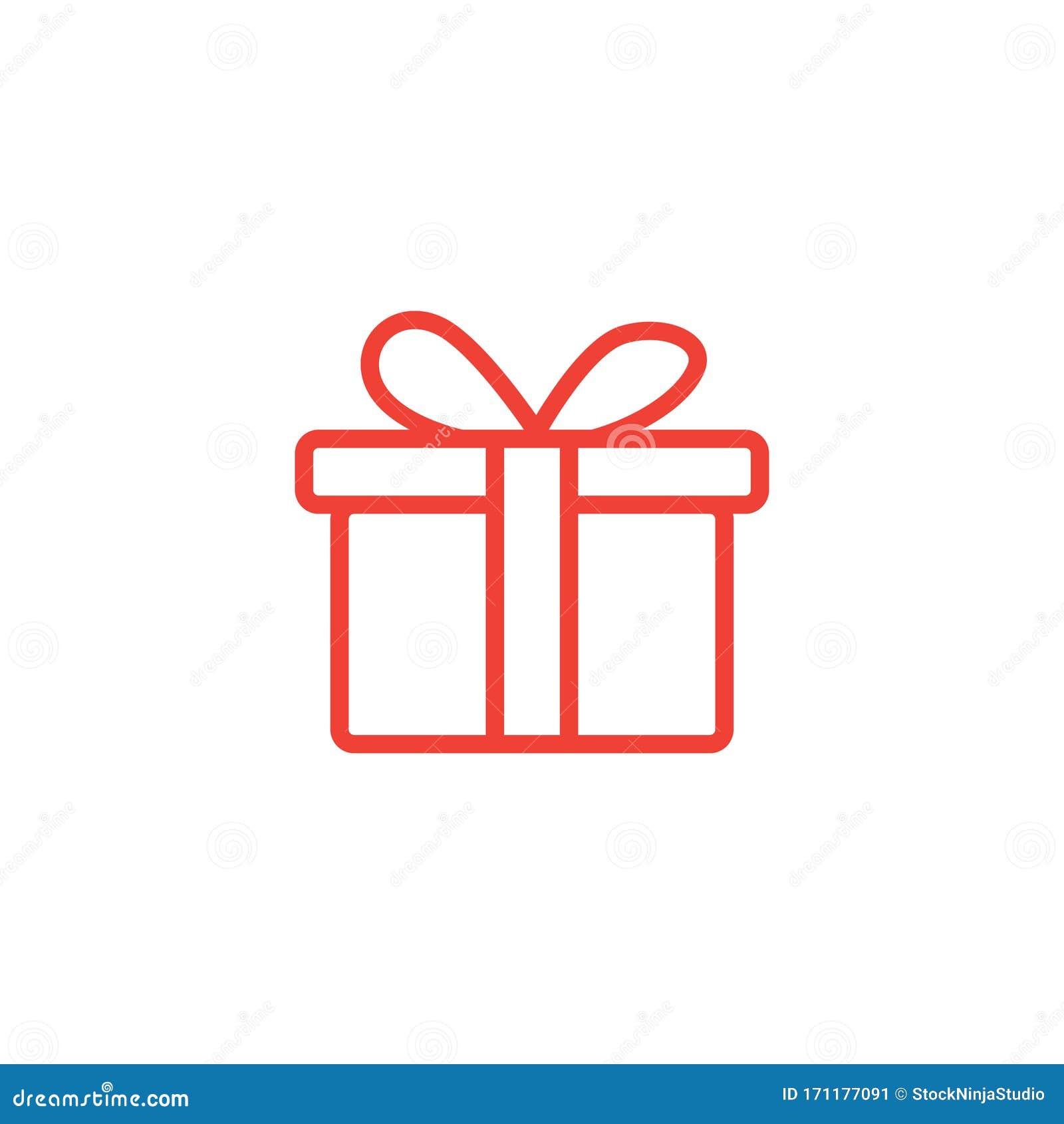 Gift Box Line Red Icon on White Background. Red Flat Style Vector ...
