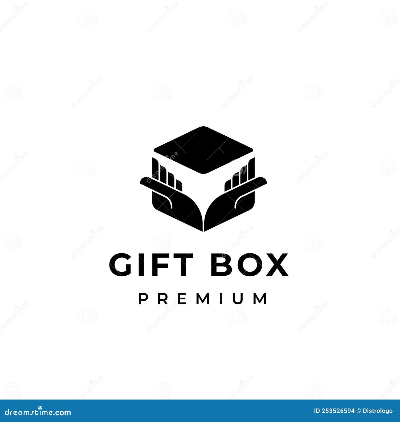 Gift Box Logo Design. Gift Box Isolated with Hand Illustration Stock ...