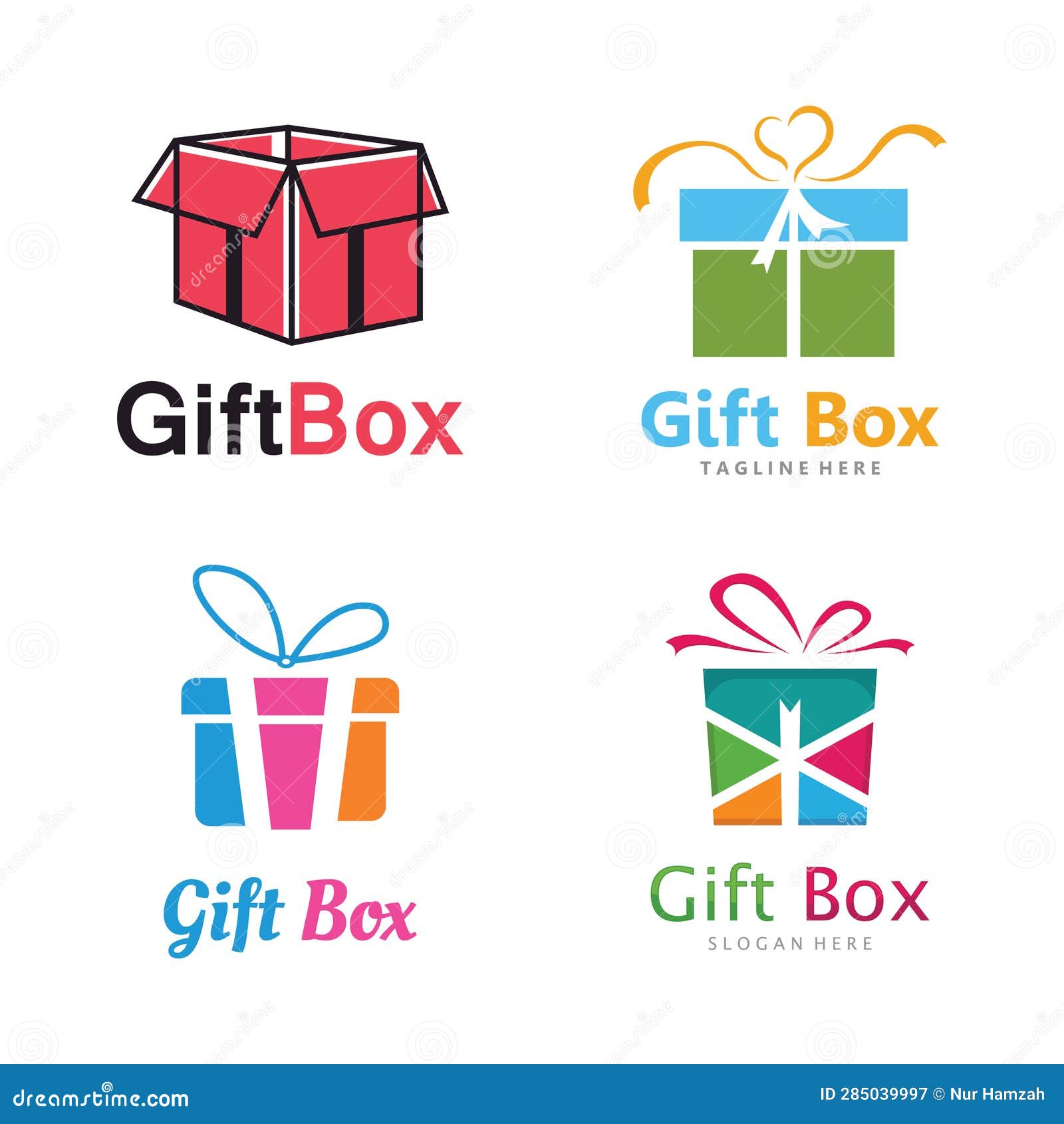 Gift Box Logo Template Isolated on White Background Stock Vector ...