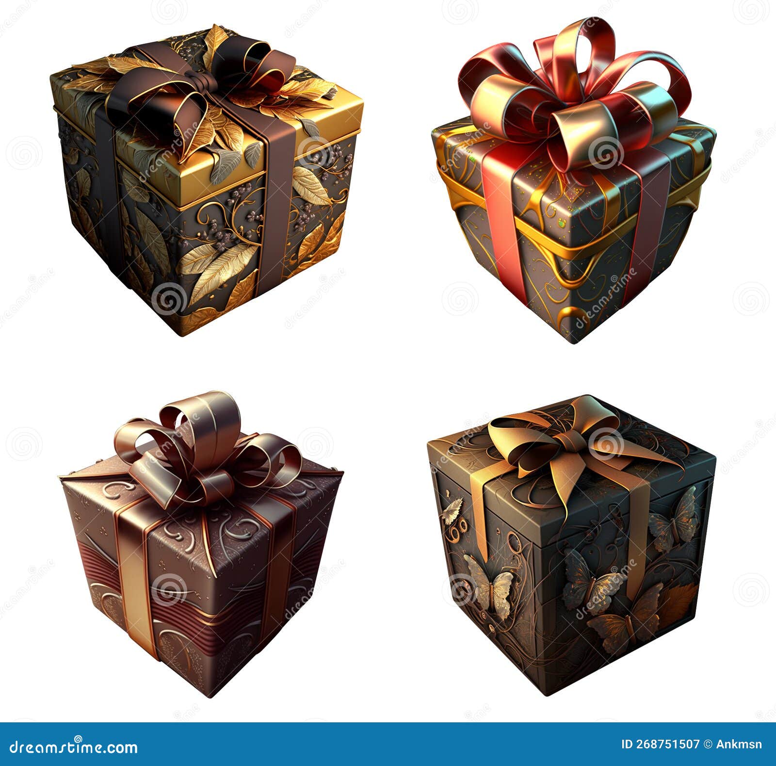 Gift Box Magic, Fantastic Style Isolated. Golden Package Decorative ...