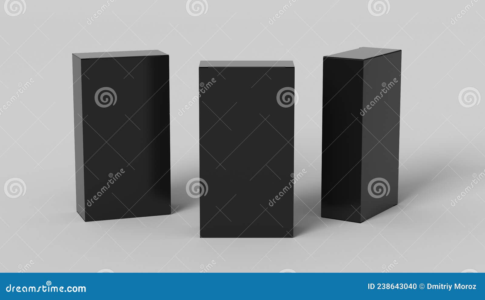 Gift Box Mock Up: Three Flat, Tall and Wide Black Boxes on BBB ...