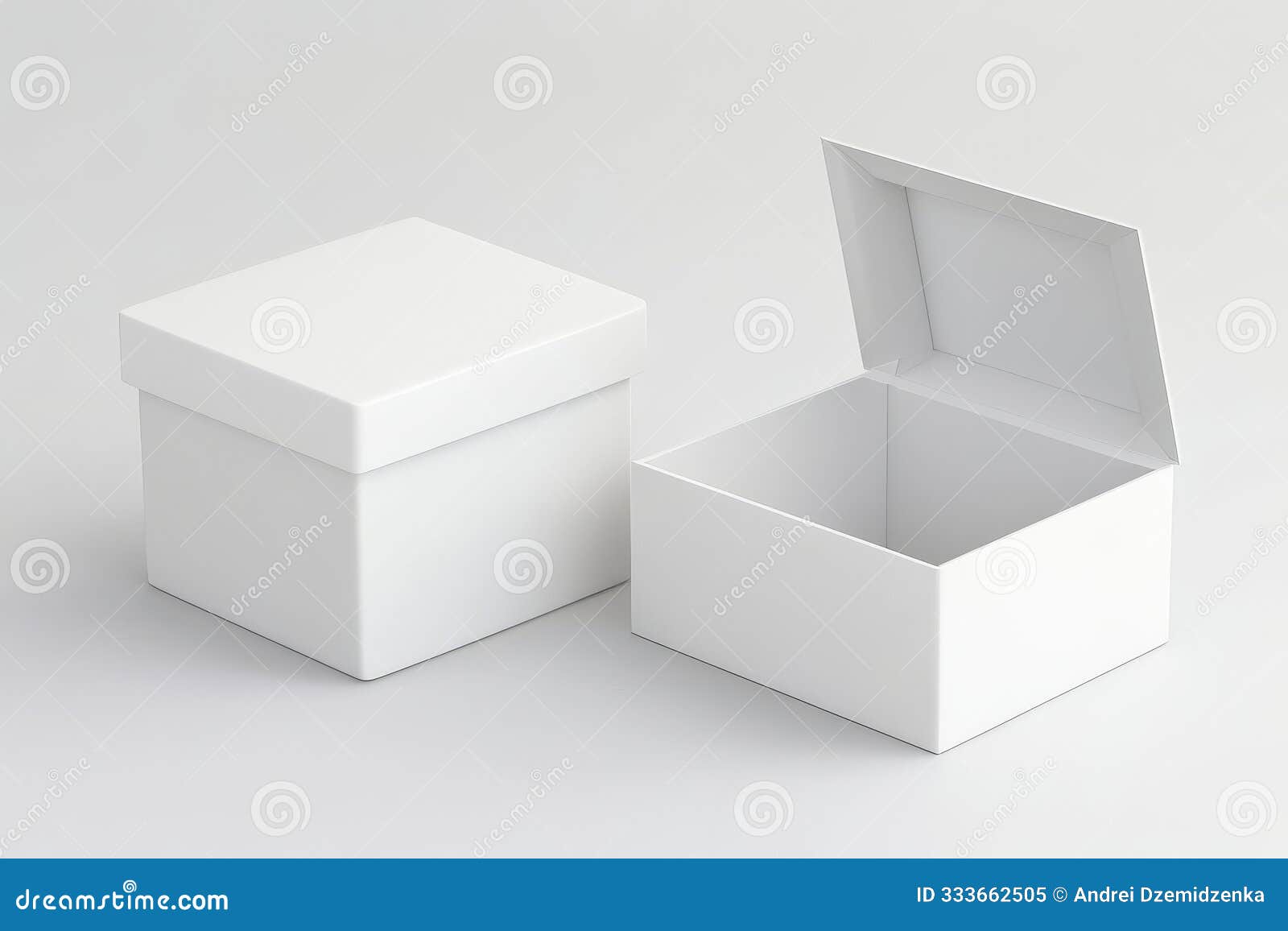 Gift Box Mockup Set, White, Open and Closed Stock Image - Image of ...