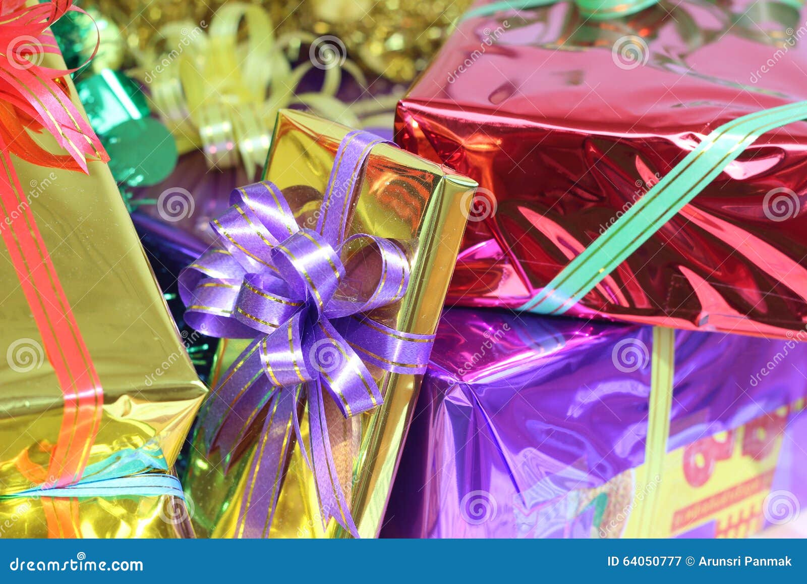 Gift Box of Multi-colored Ribbons Arranged Beautifully Stock Image ...