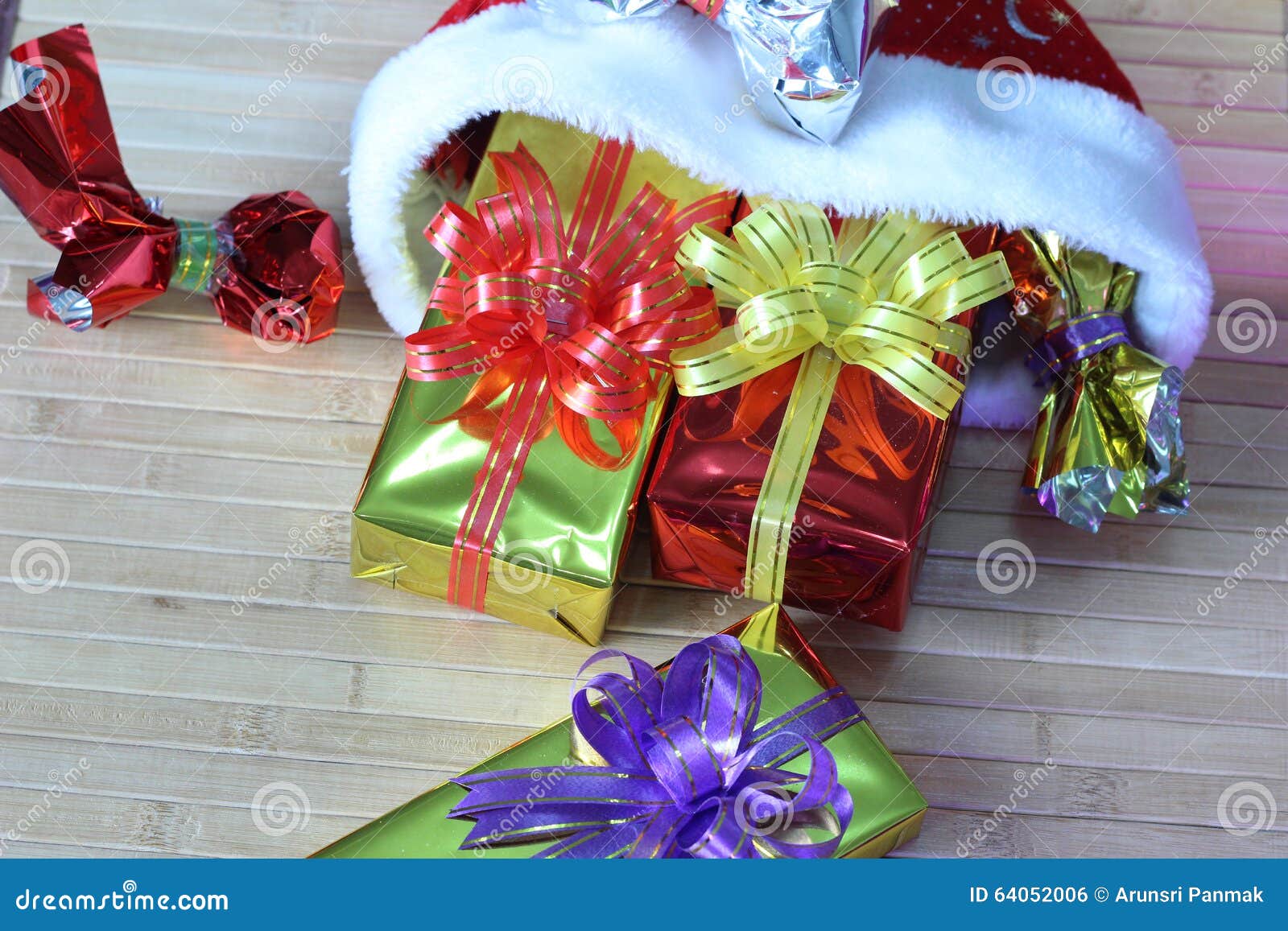 Gift Box of Multi-colored Ribbons Arranged Beautifully Stock Photo ...