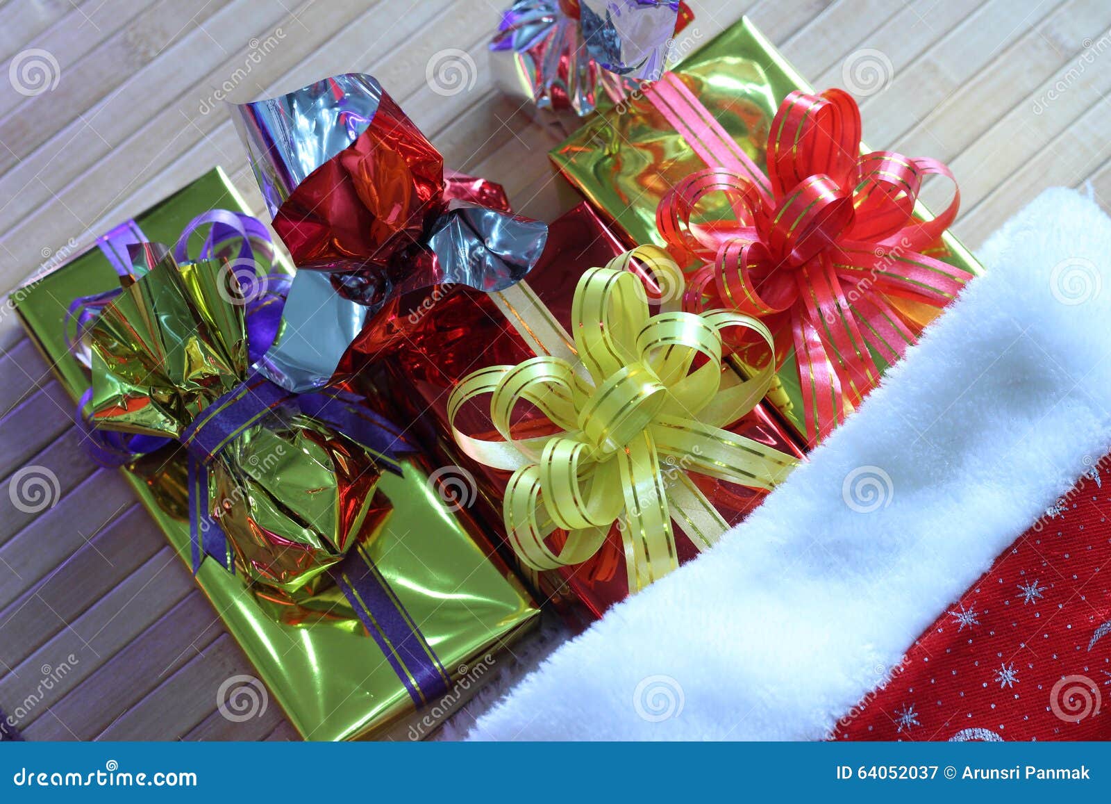 Gift Box of Multi-colored Ribbons Arranged Beautifully Stock Image ...