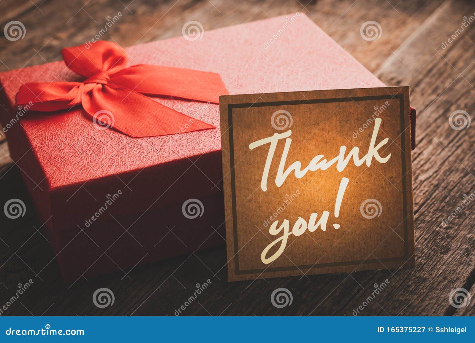 Gift Box with a Note of Gratitude on a Wooden Table in Vintage ...