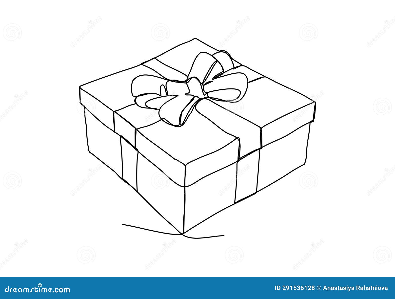 Gift Box One Line Drawing. Vector Illustration Stock Illustration ...