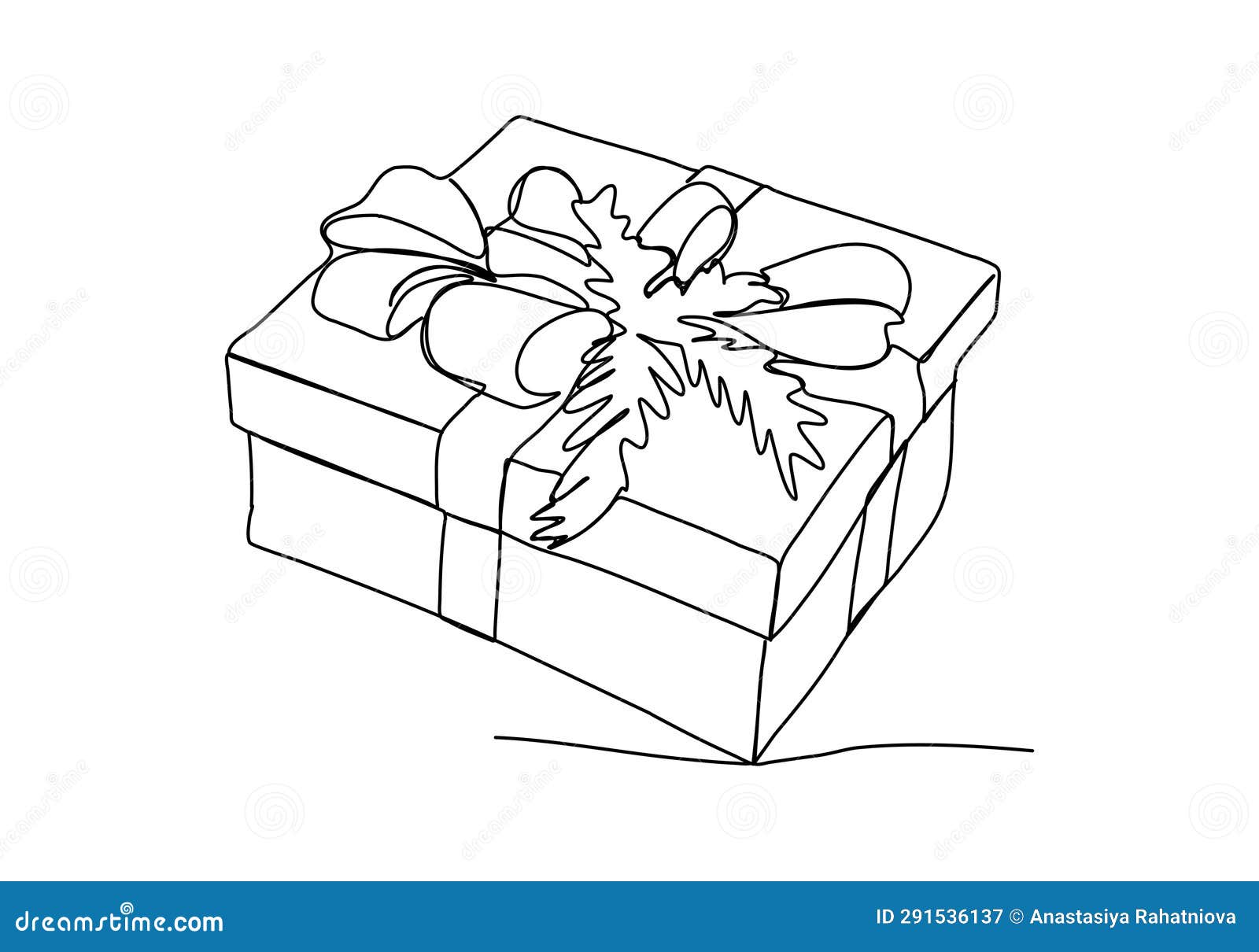 Gift Box One Line Drawing. Vector Illustration Stock Vector ...