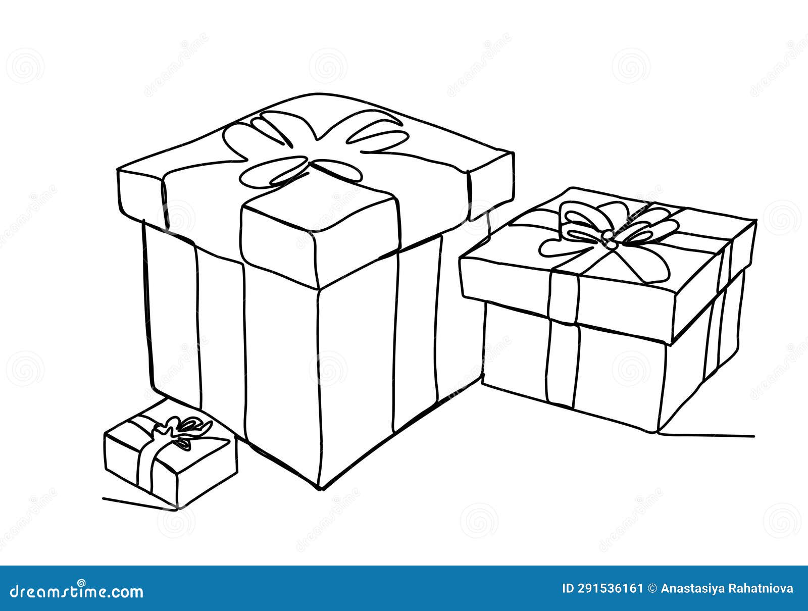 Gift Box One Line Drawing. Vector Illustration Stock Vector ...