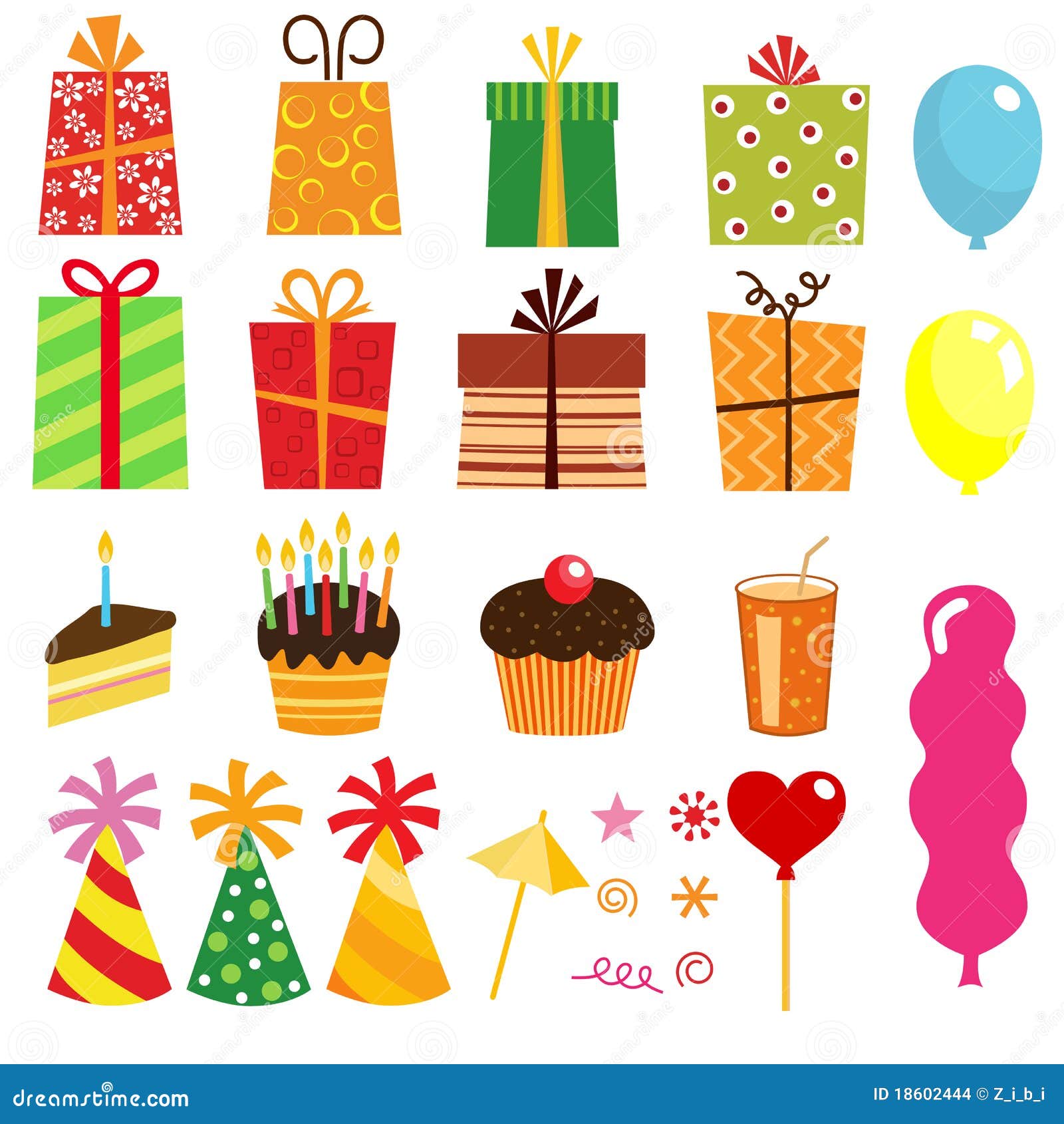 Gift Box and Other Birthday Elements Stock Vector - Illustration of ...