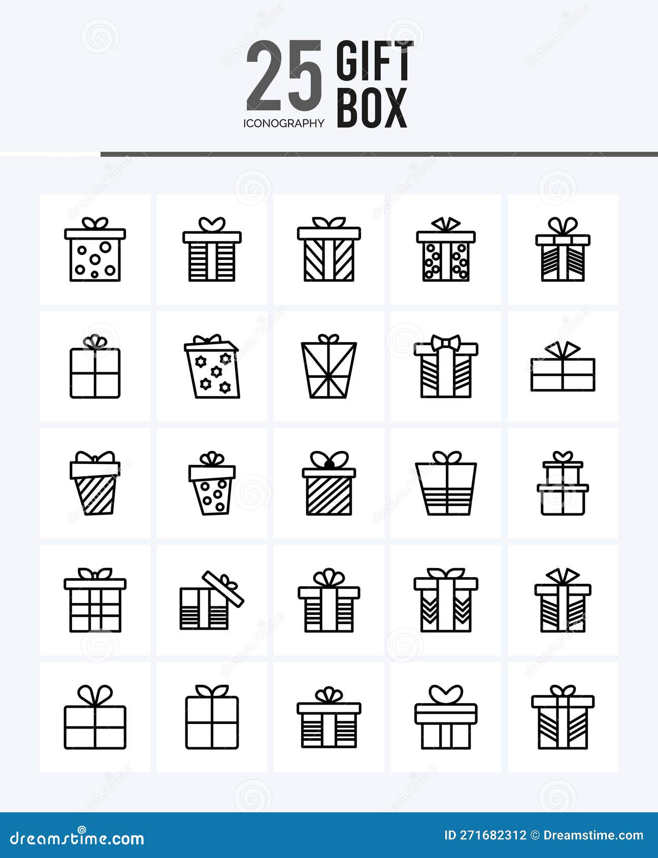 25 Gift Box Outline Icons Pack Vector Illustration Stock Vector ...