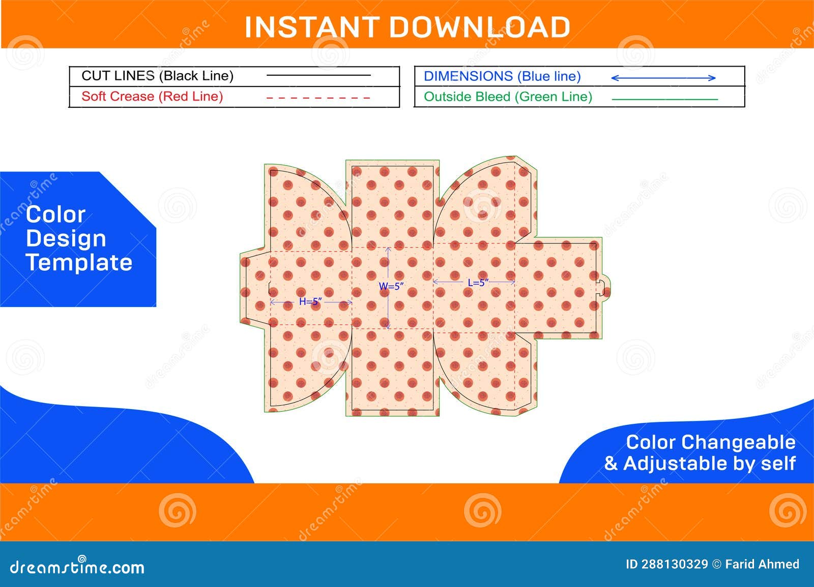 Gift Box Packaging Die Line Template And 3D Box Design Colour ...