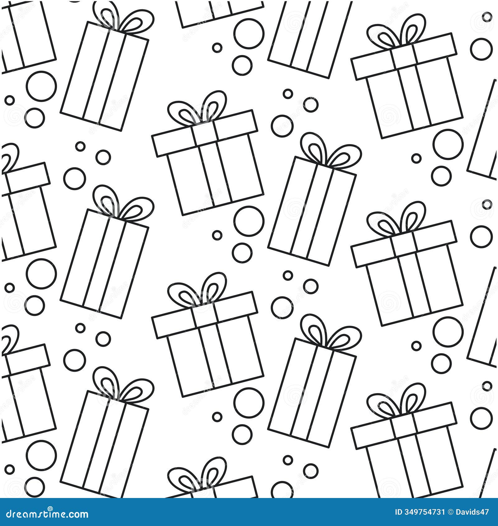 Gift Box Pattern in Black Outline Vector Stock Illustration ...