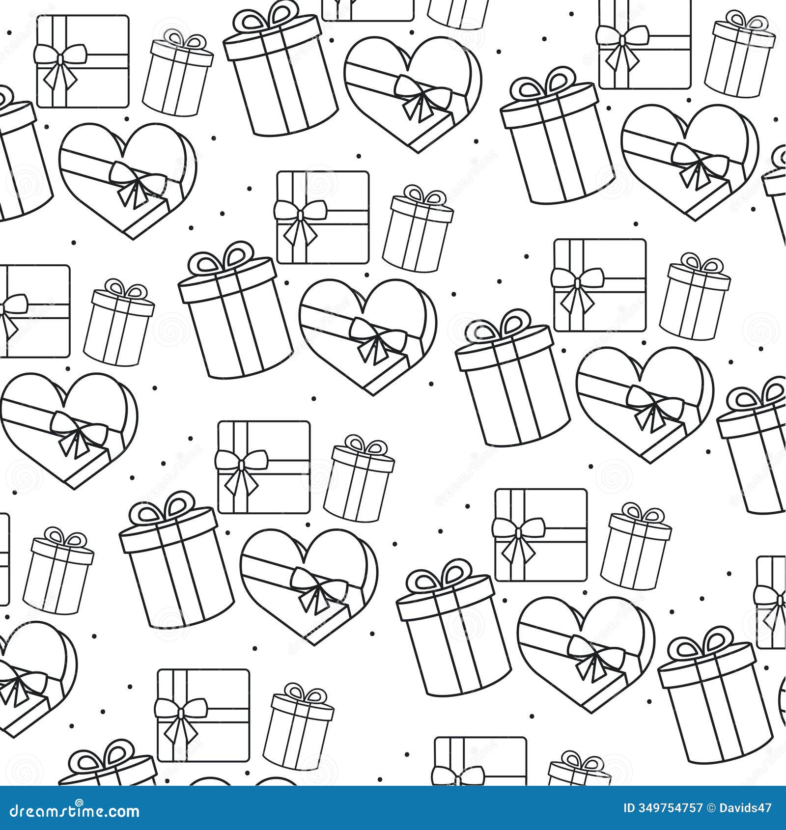 Gift Box Pattern in Black Outline Vector Stock Illustration ...