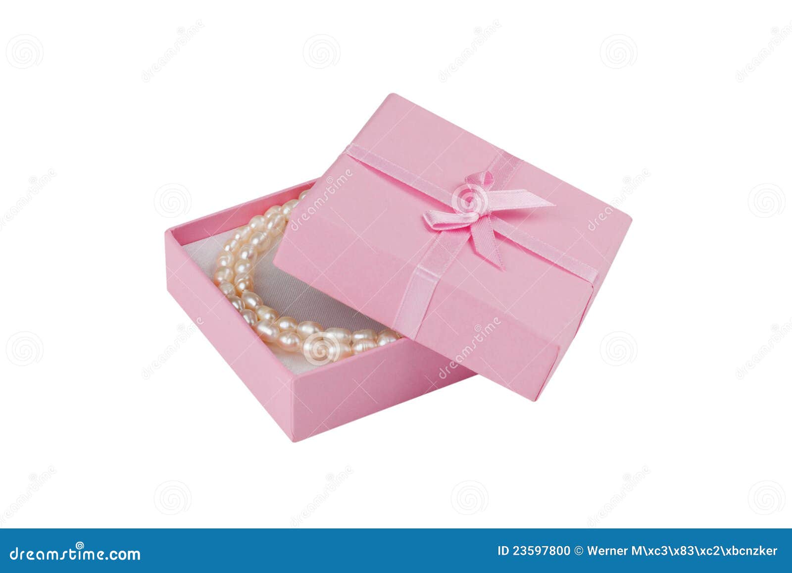 Gift Box with Pearl Necklace; Clipping Path Stock Photo - Image of pink ...