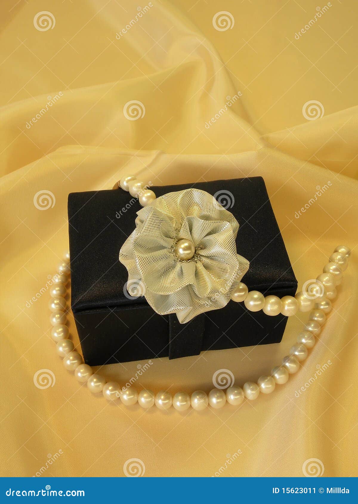 Gift box and pearls stock image. Image of natural, silver - 15623011