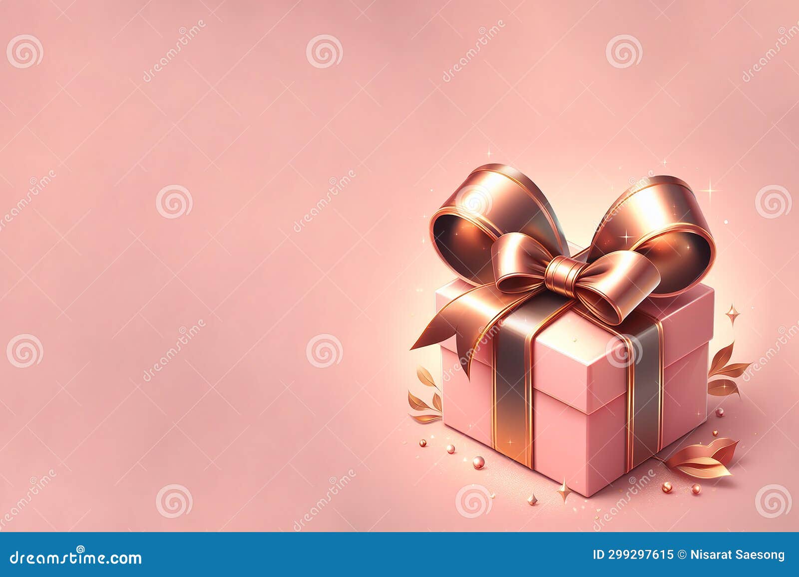 Gift Box with Pink Bow on Pink Background Stock Illustration ...