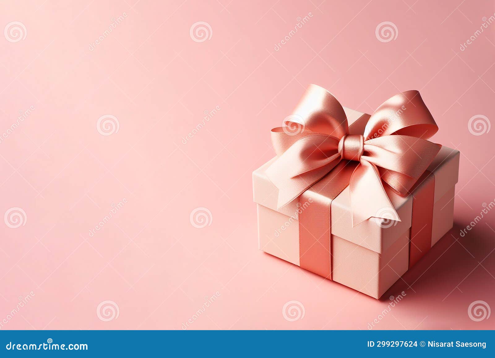 Gift Box with Pink Bow on Pink Background Stock Illustration ...
