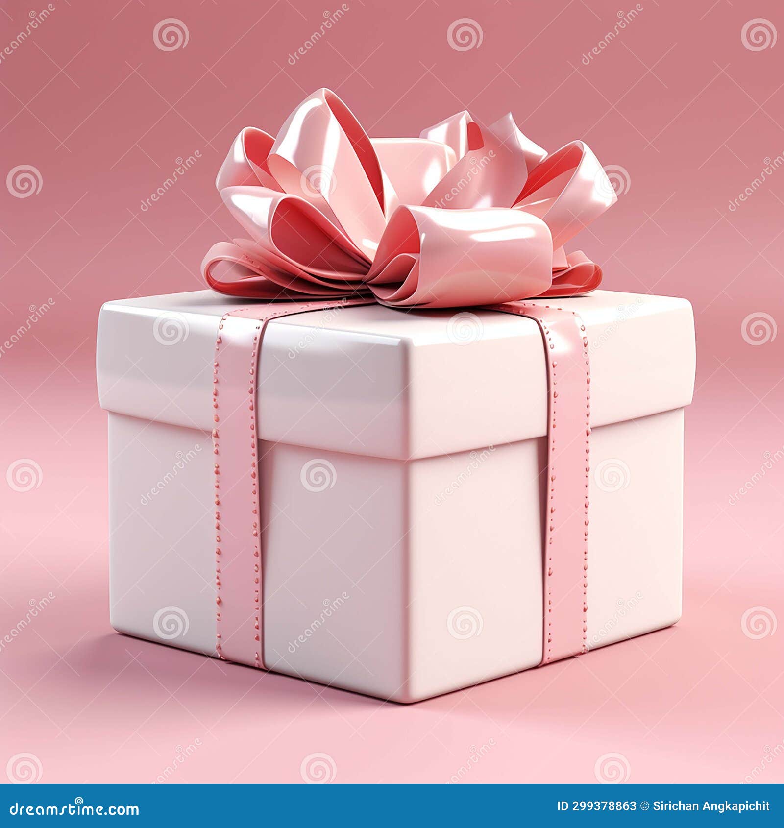 Gift Box with Pink Bow on Pink Background. . Generative AI Stock ...