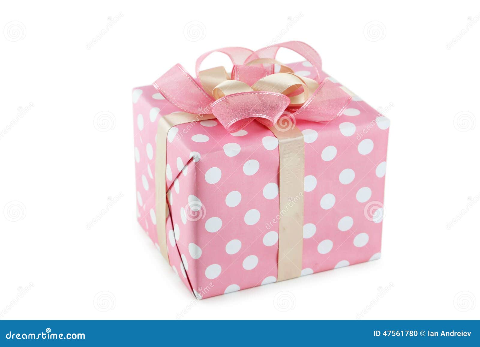 Gift Box with Pink Bow Isolated on White Background Stock Photo - Image ...