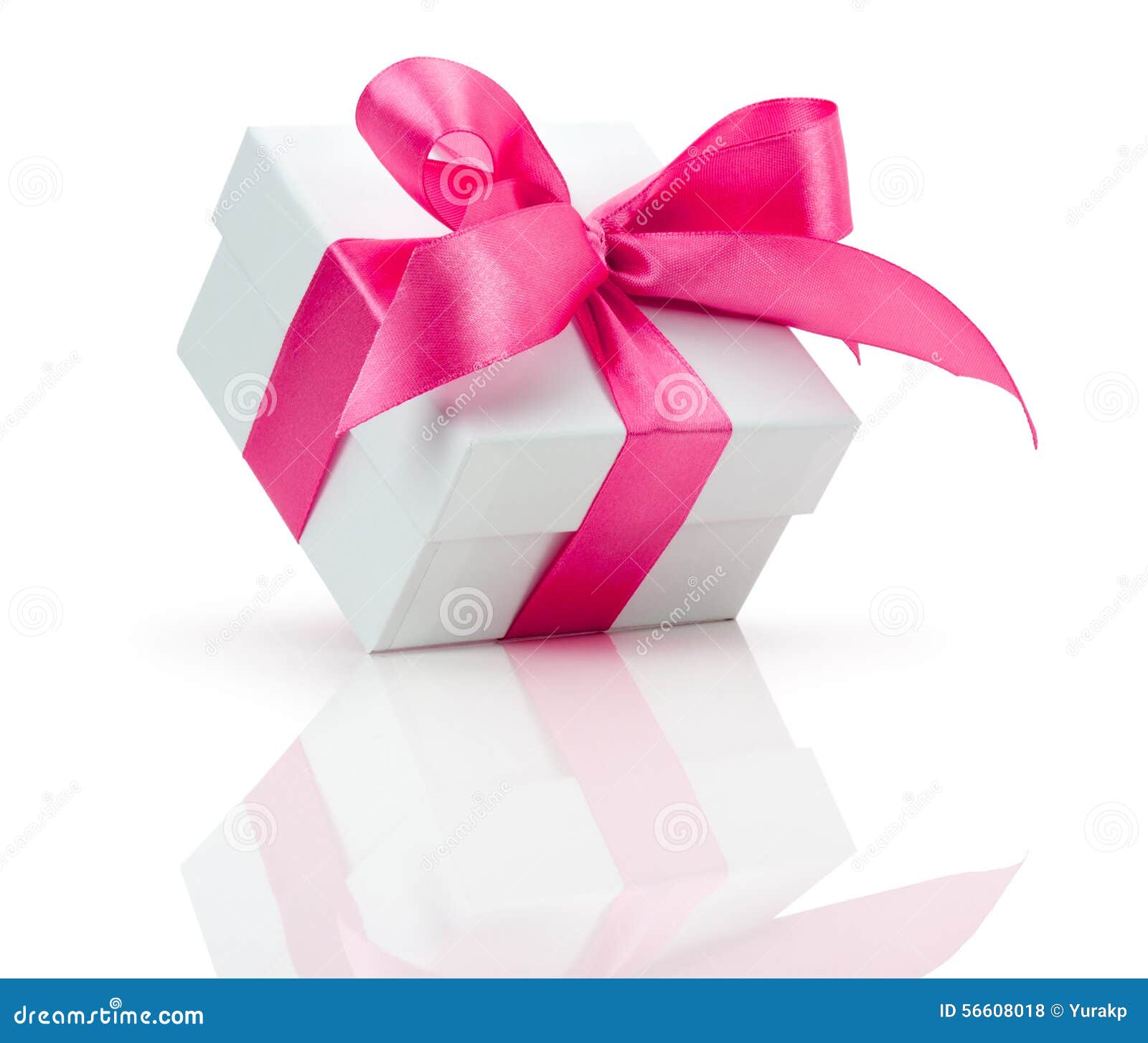Gift Box with Pink Bow Isolated on the White Background Stock Photo ...