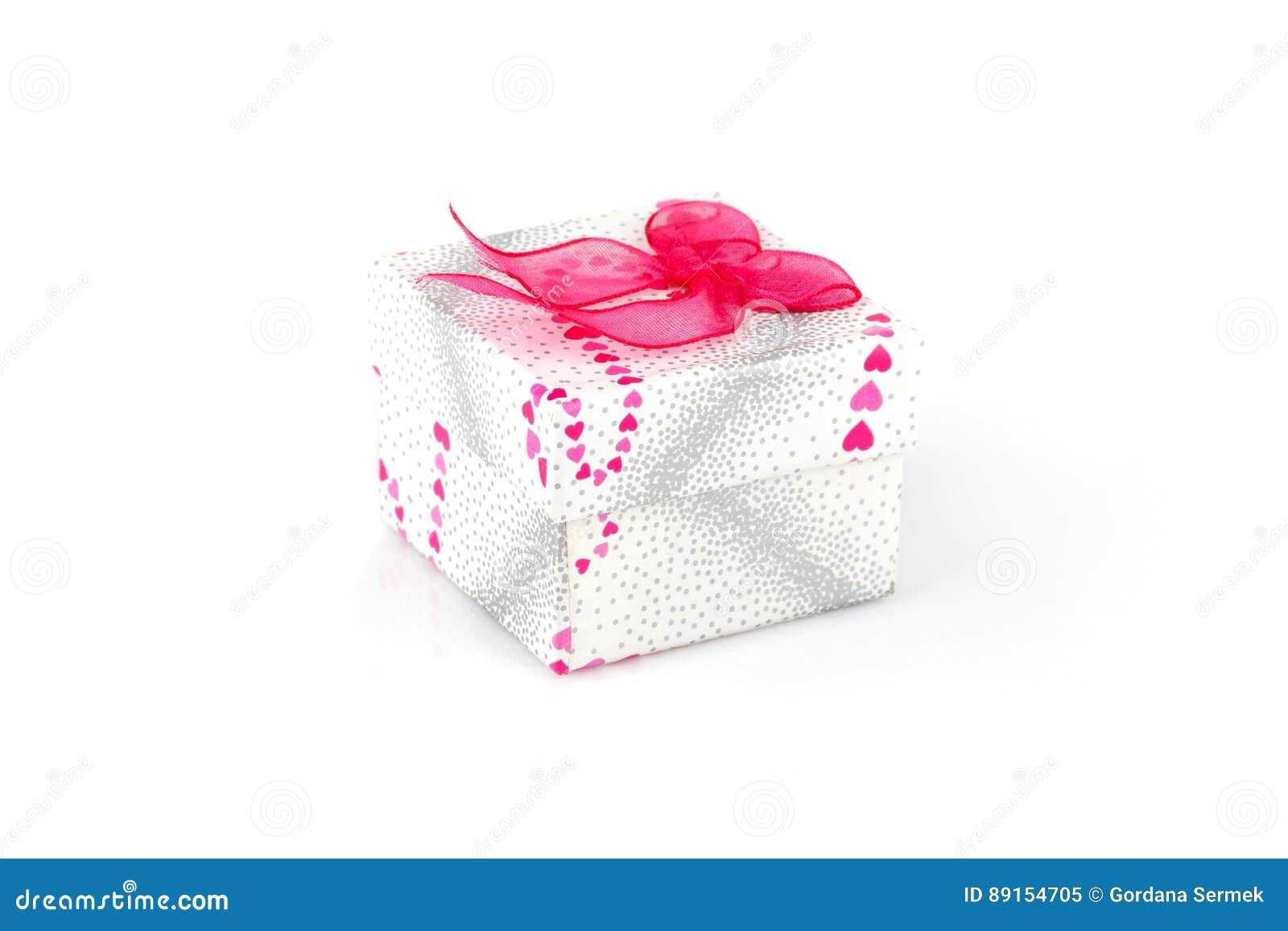 Gift box with pink bow stock image. Image of square, design - 89154705