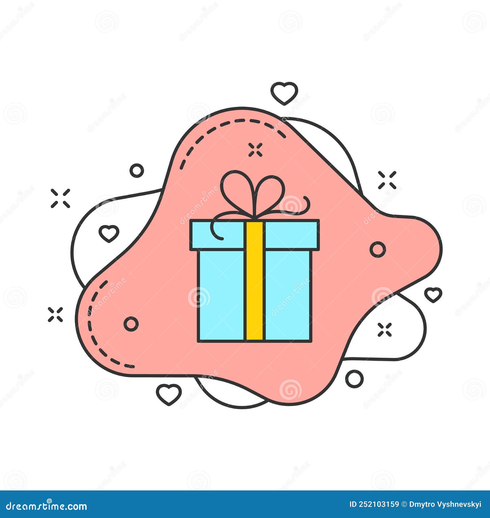 Gift Box on Pink Fluid Bubble Shape Color Vector Illustration Stock ...