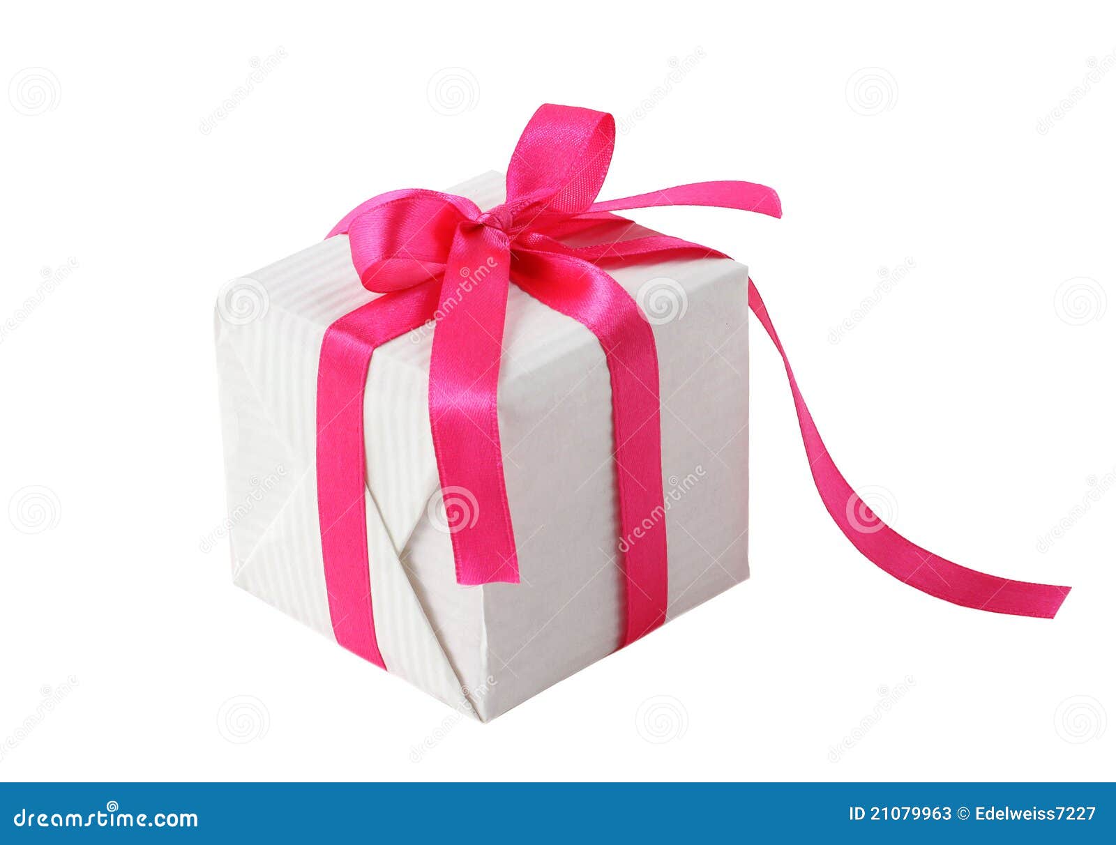 Gift Box with Pink Ribbon Bow Stock Image - Image of presents, present ...