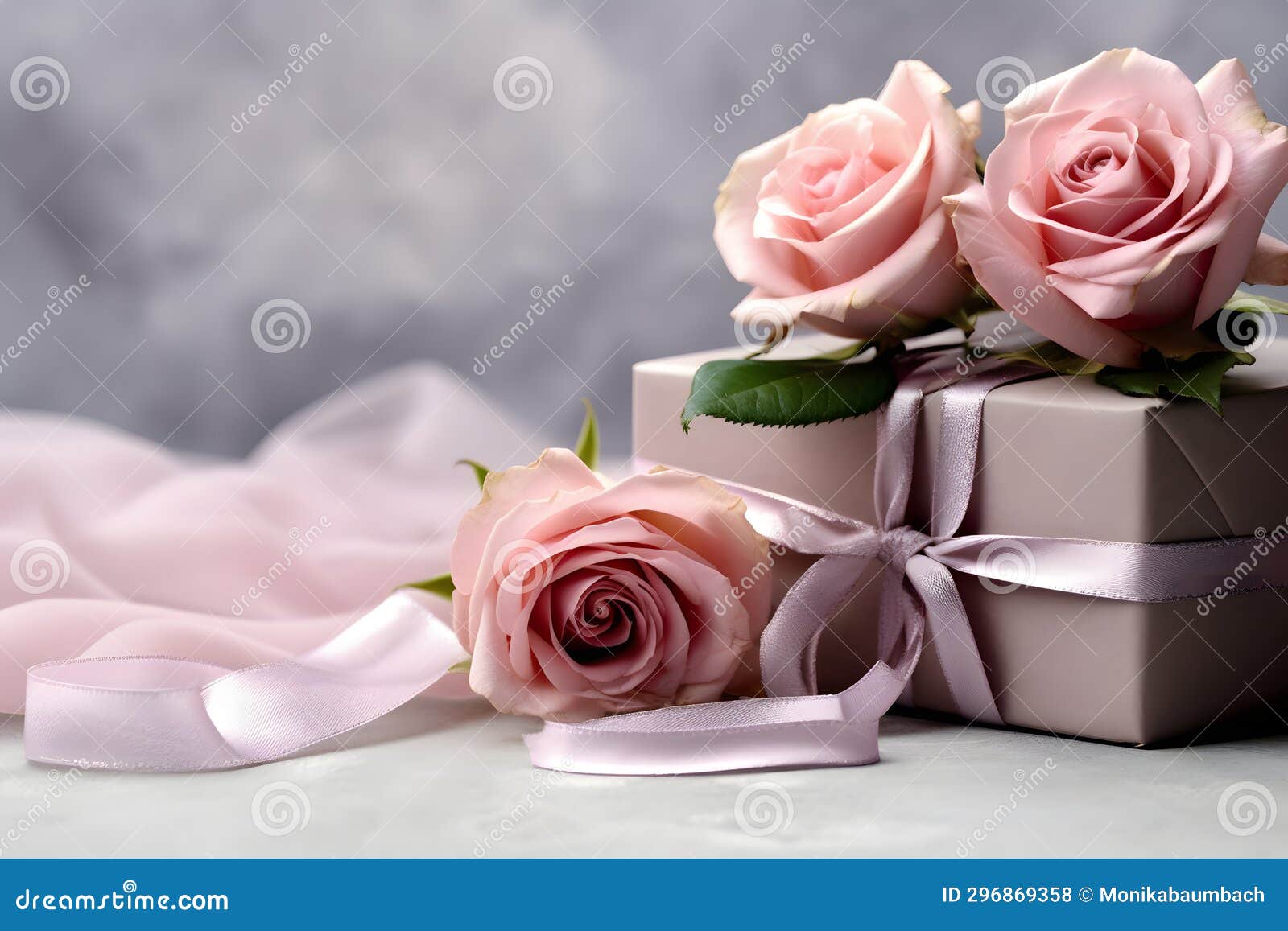 Gift Box with Pink Rose Flowers Stock Photo - Image of centrepiece ...