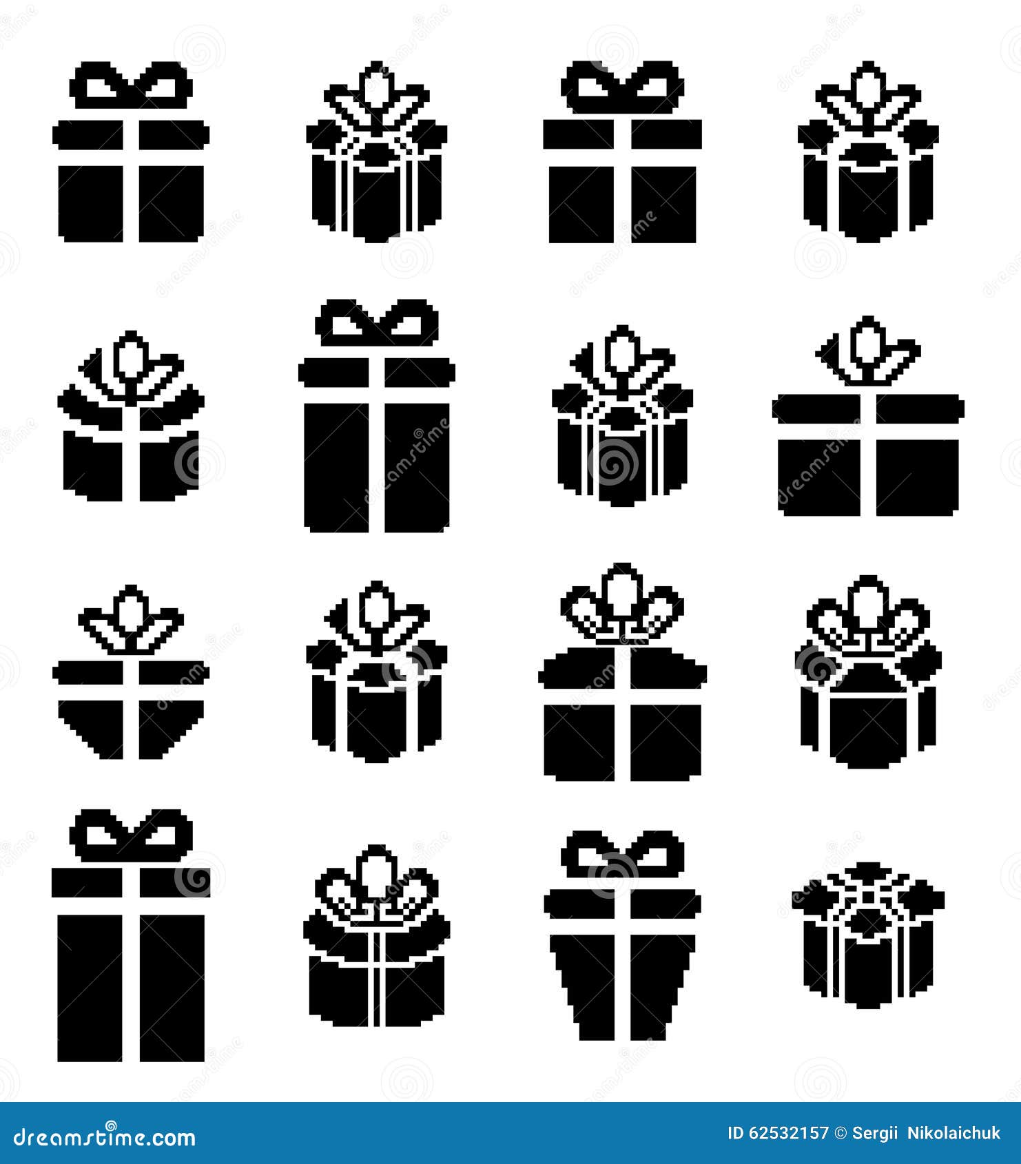Pixel Art Set Of Presents And Gifts On Holidays Events Cartoon Vector ...