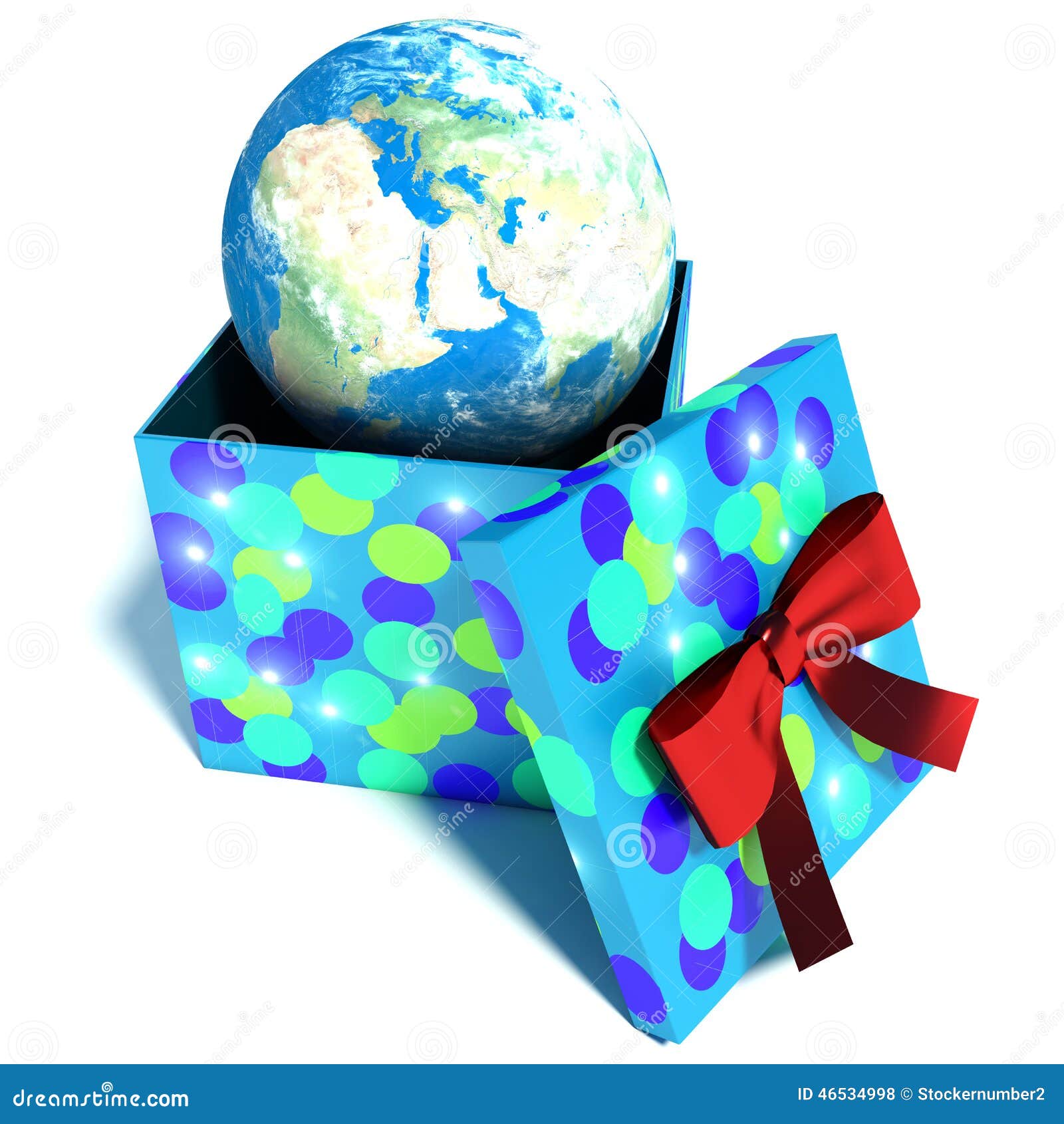 Gift Box with Planet Earth Inside, Concept for Travel. 3d Illustration ...